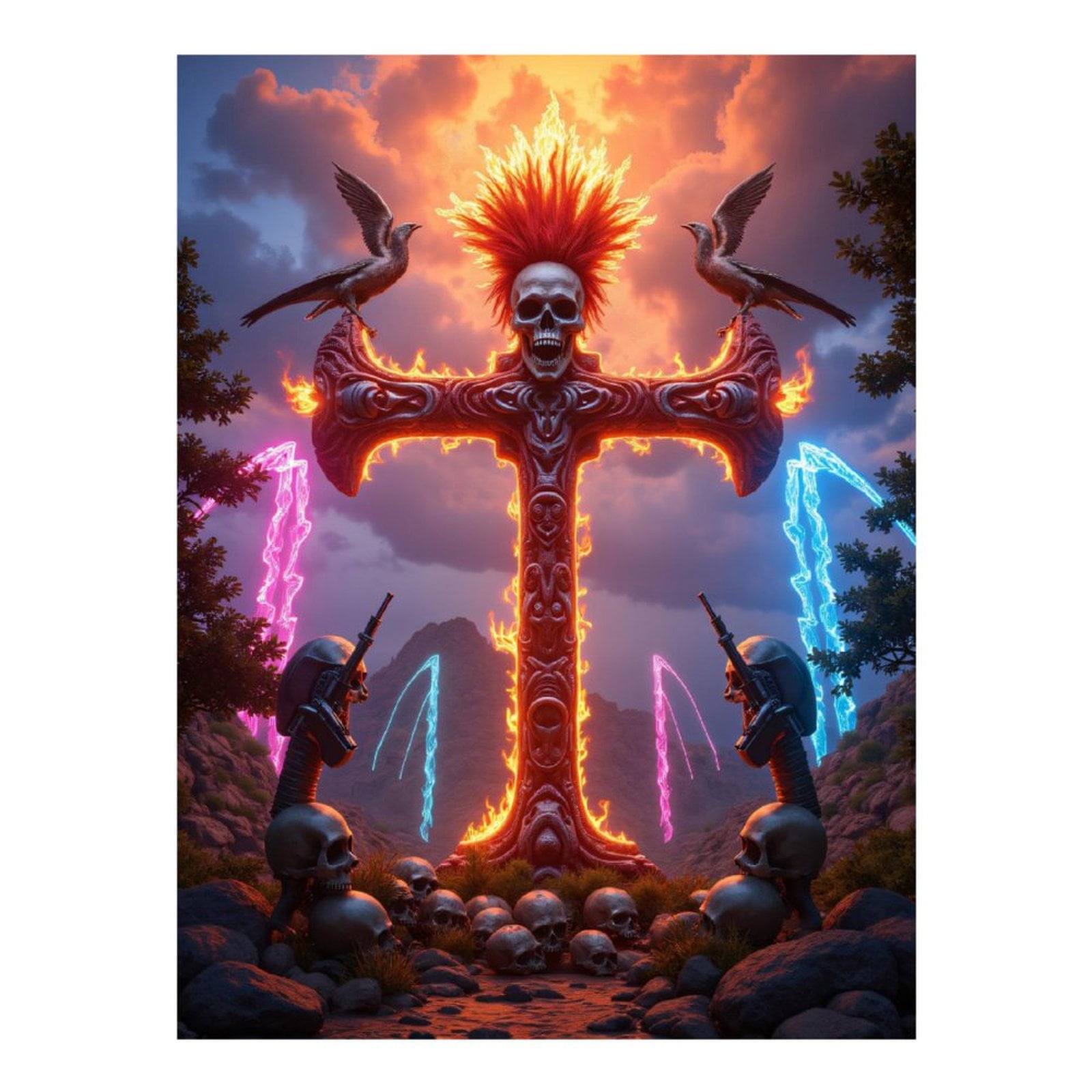 Diamond Art Kits for Adults - 5d Skull Cross Fantasy Landscape Art ...