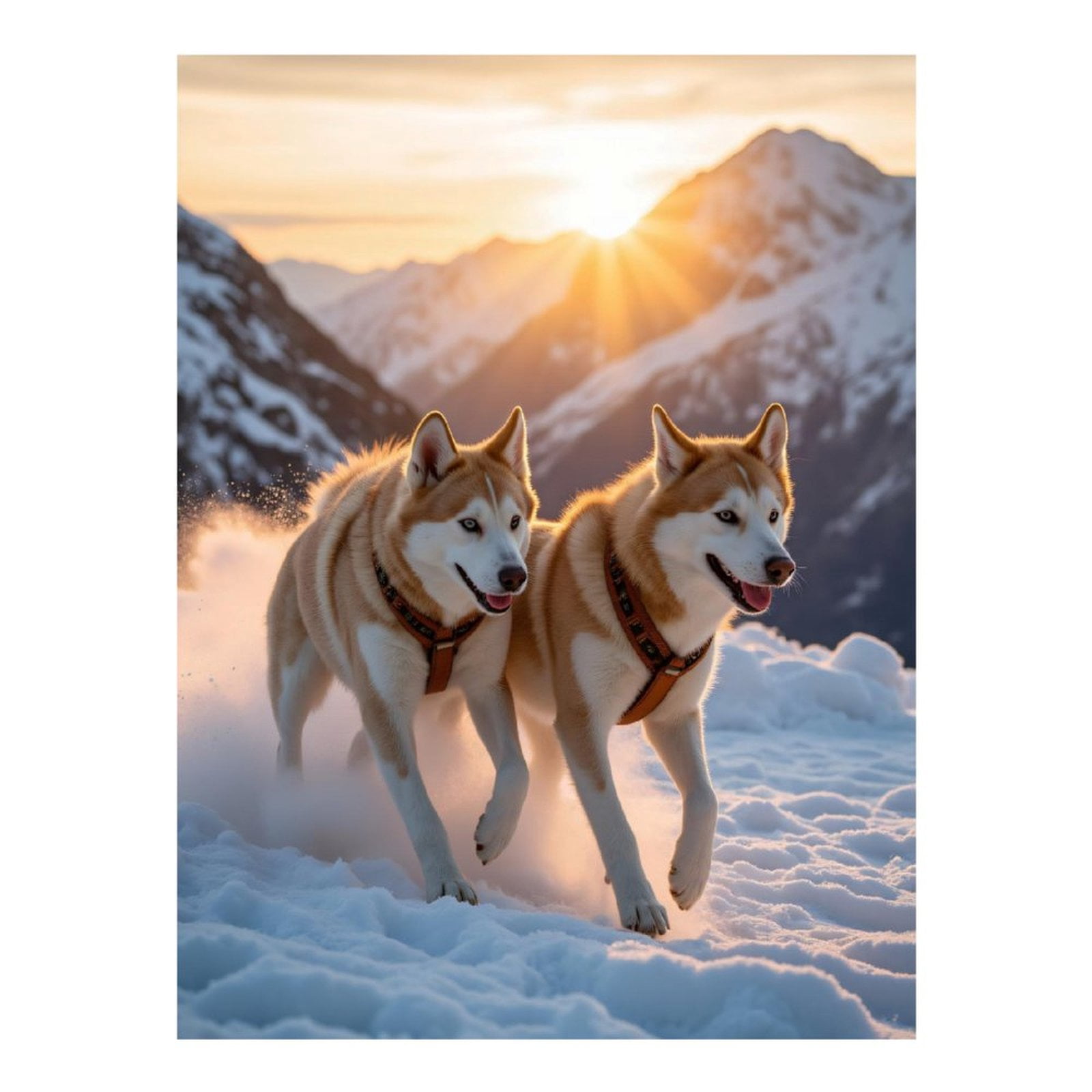 Diamond Art Kits for Adults - 5d Snowy Mountain Huskies Running Sunset ...