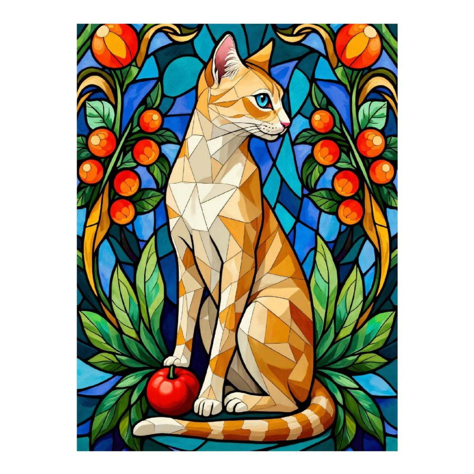 Diamond Art Kits for Adults - 5d Stained Glass Calico Cat Art Deco ...