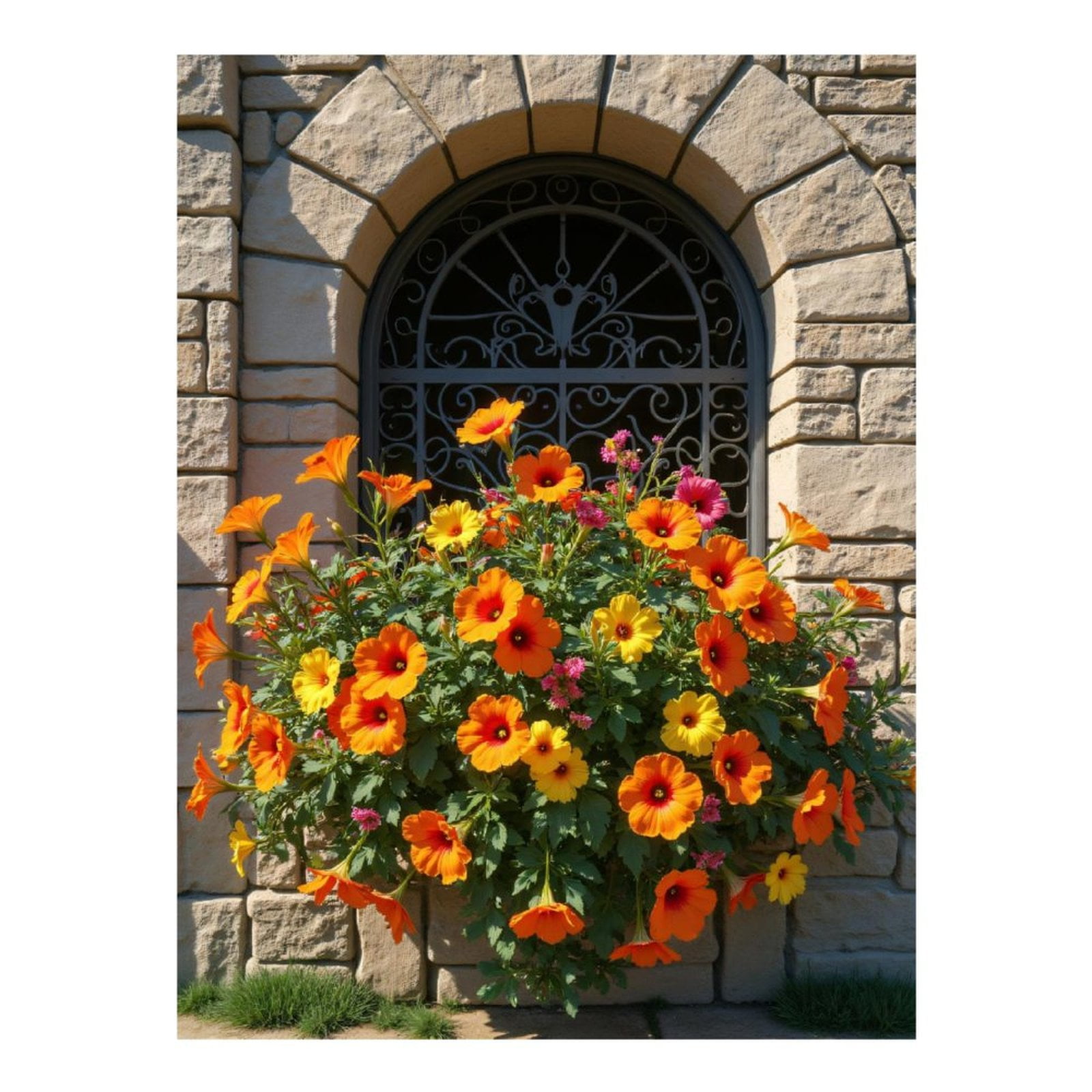 Diamond Art Kits for Adults - 5d Stone Arch Vibrant Floral Display ...