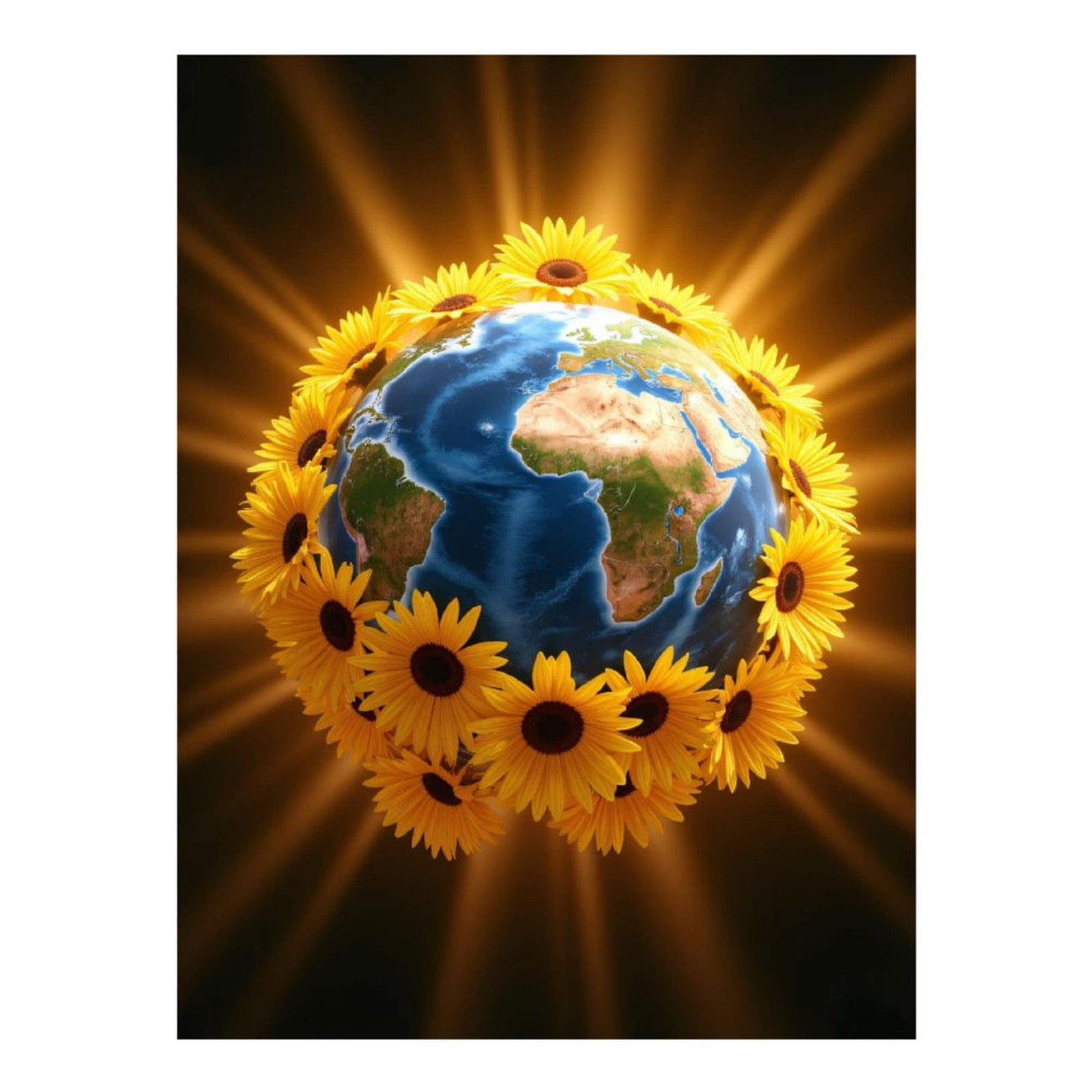 Diamond Art Kits for Adults - 5d Sunflowers Earth Radiant Globe Diamond ...