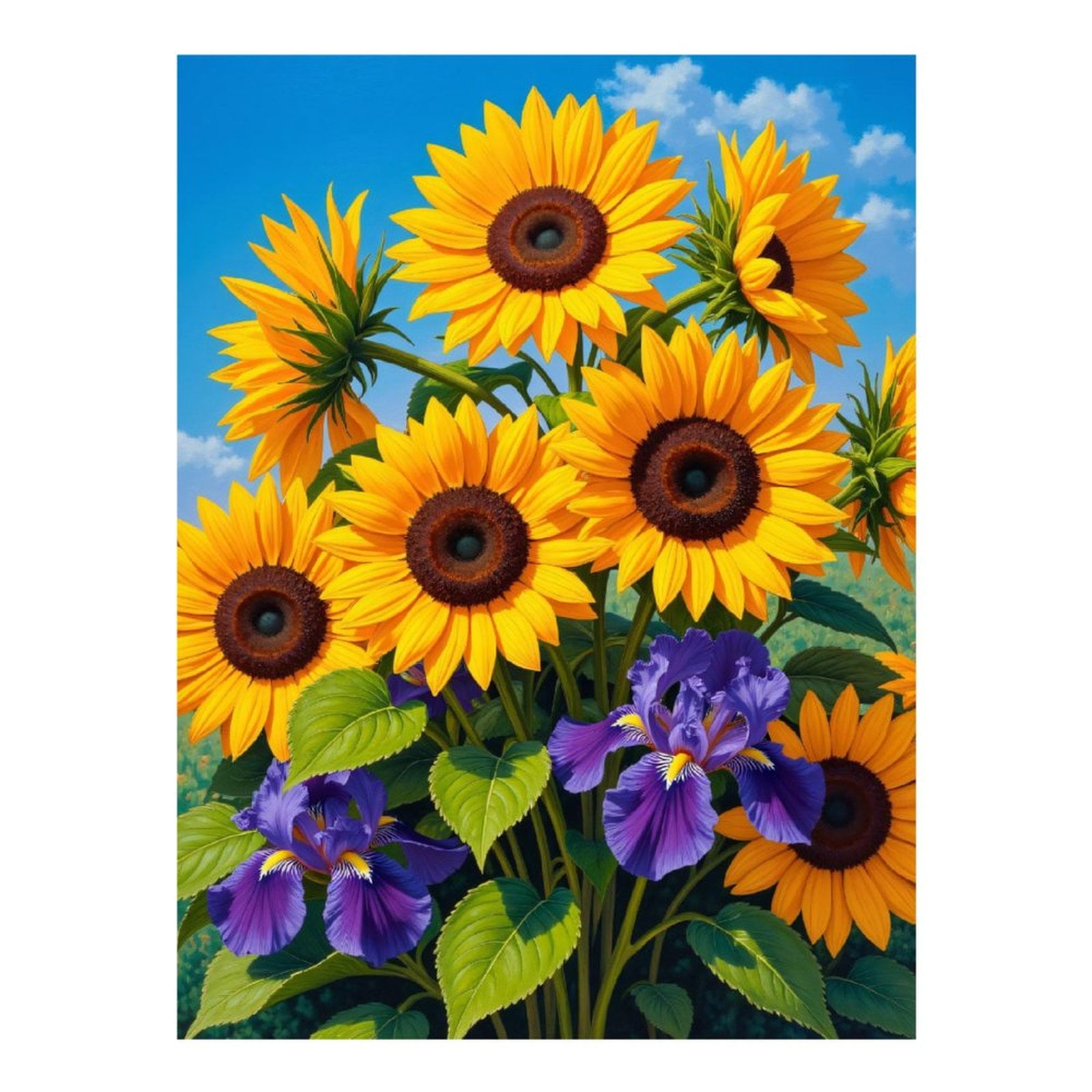 Diamond Art Kits for Adults - 5d Sunflowers And Irises Blooming Diamond Painting for Adults ...