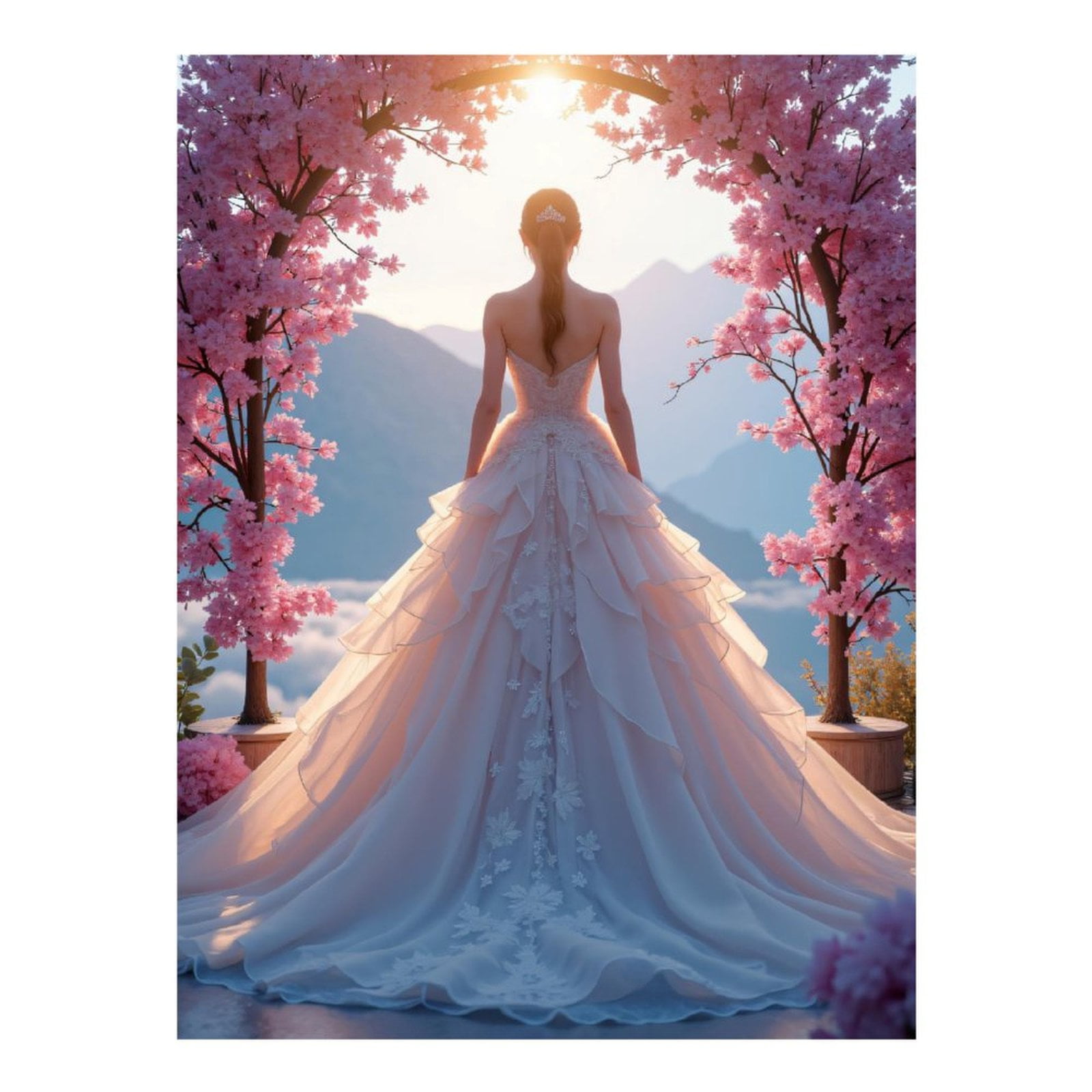 Diamond Art Kits for Adults - 5d Sunlit Bride Cherry Blossom Scene ...