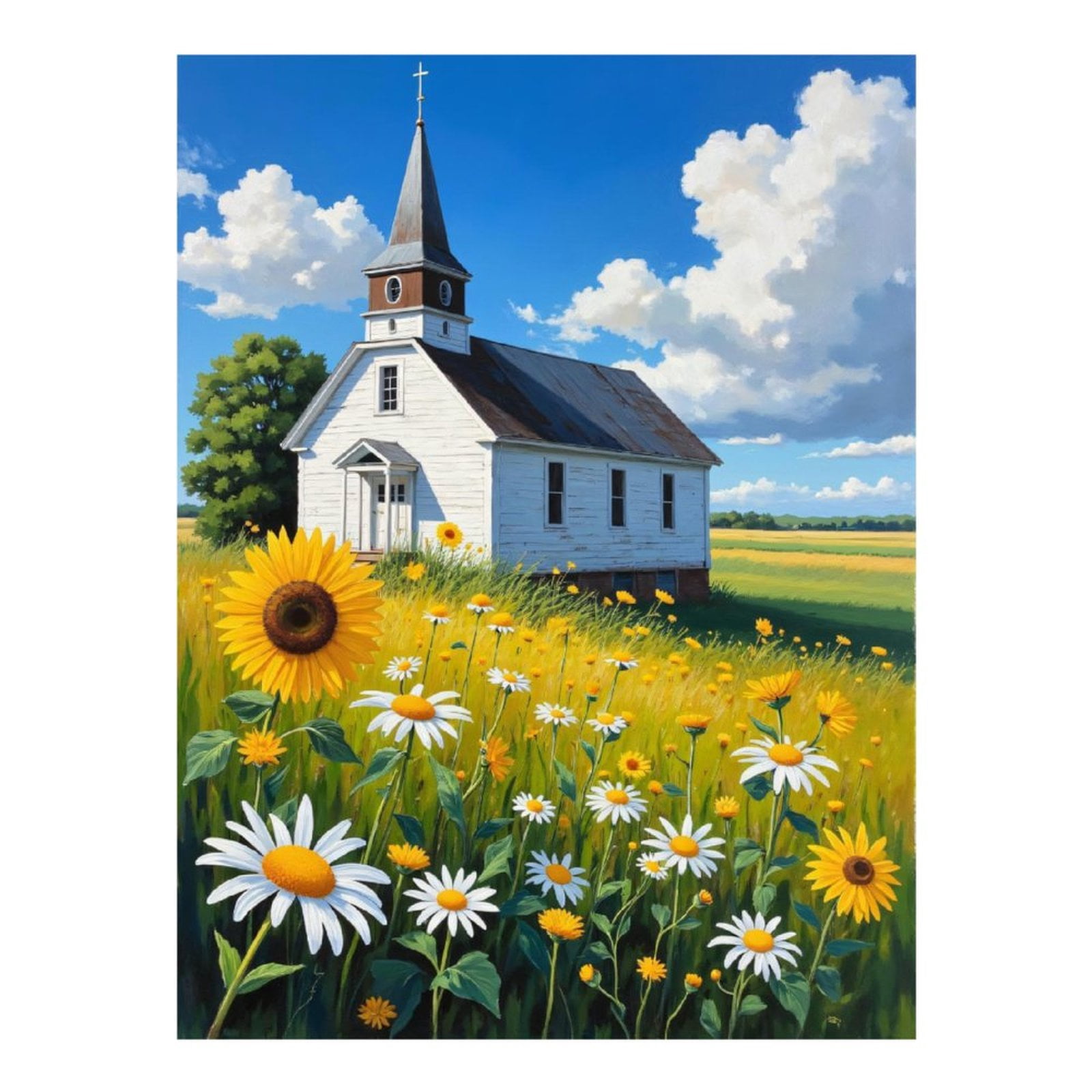 Diamond Art Kits for Adults - 5d Sunlit Meadow Chapel Scene Diamond ...