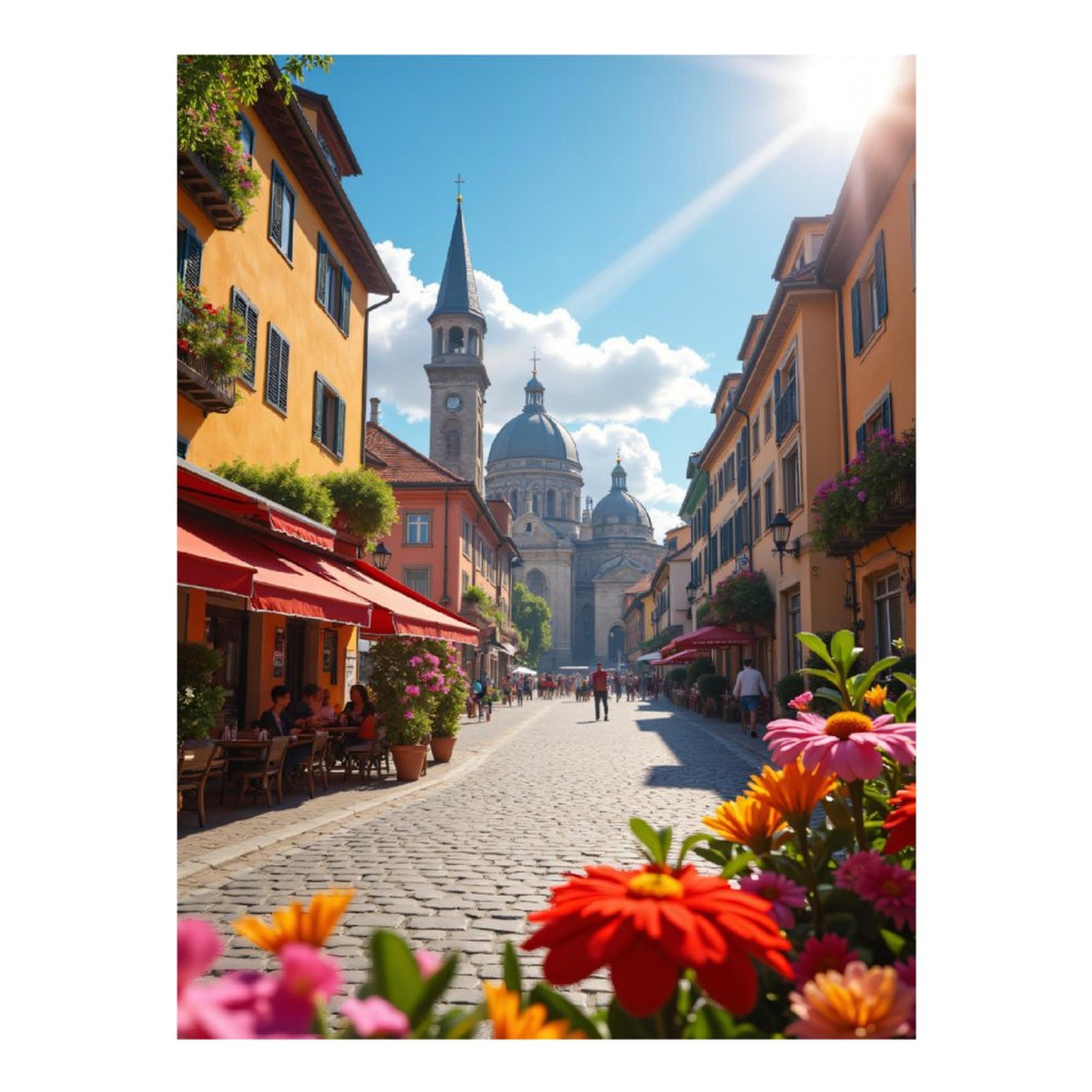 Diamond Art Kits for Adults - 5d Sunlit Street Cafe View Diamond ...