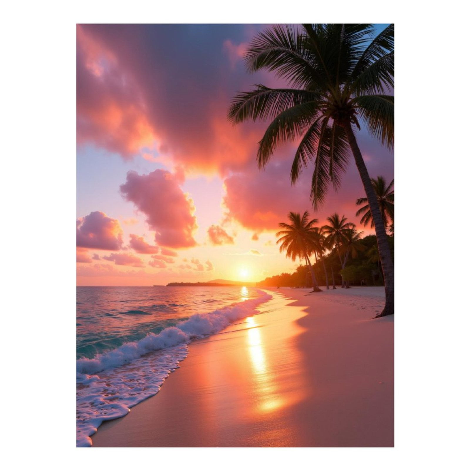 Diamond Art Kits for Adults - 5d Sunset Beach Palm Reflections Diamond ...