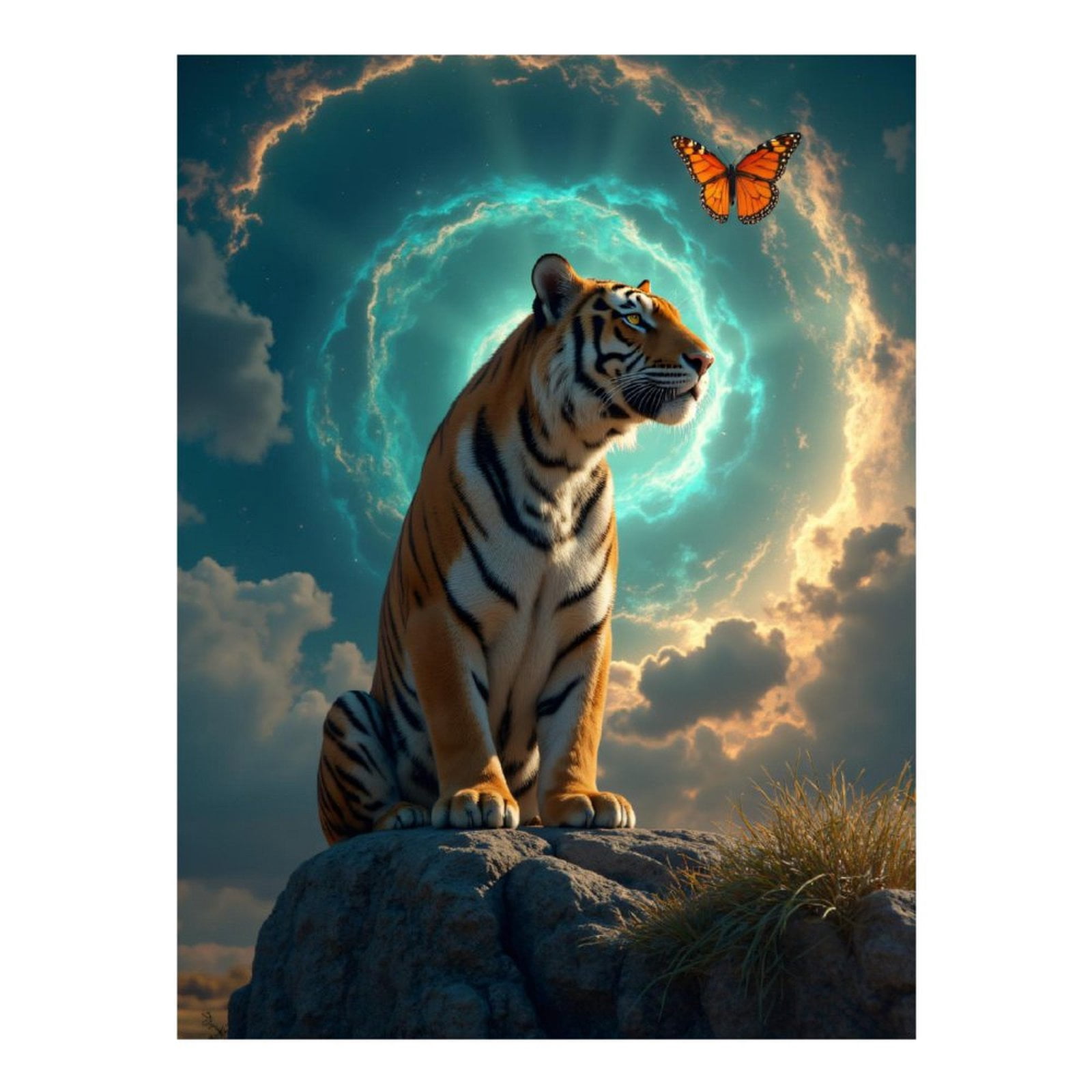 Diamond Art Kits for Adults - 5d Tiger Watching Butterfly Sky Portal ...