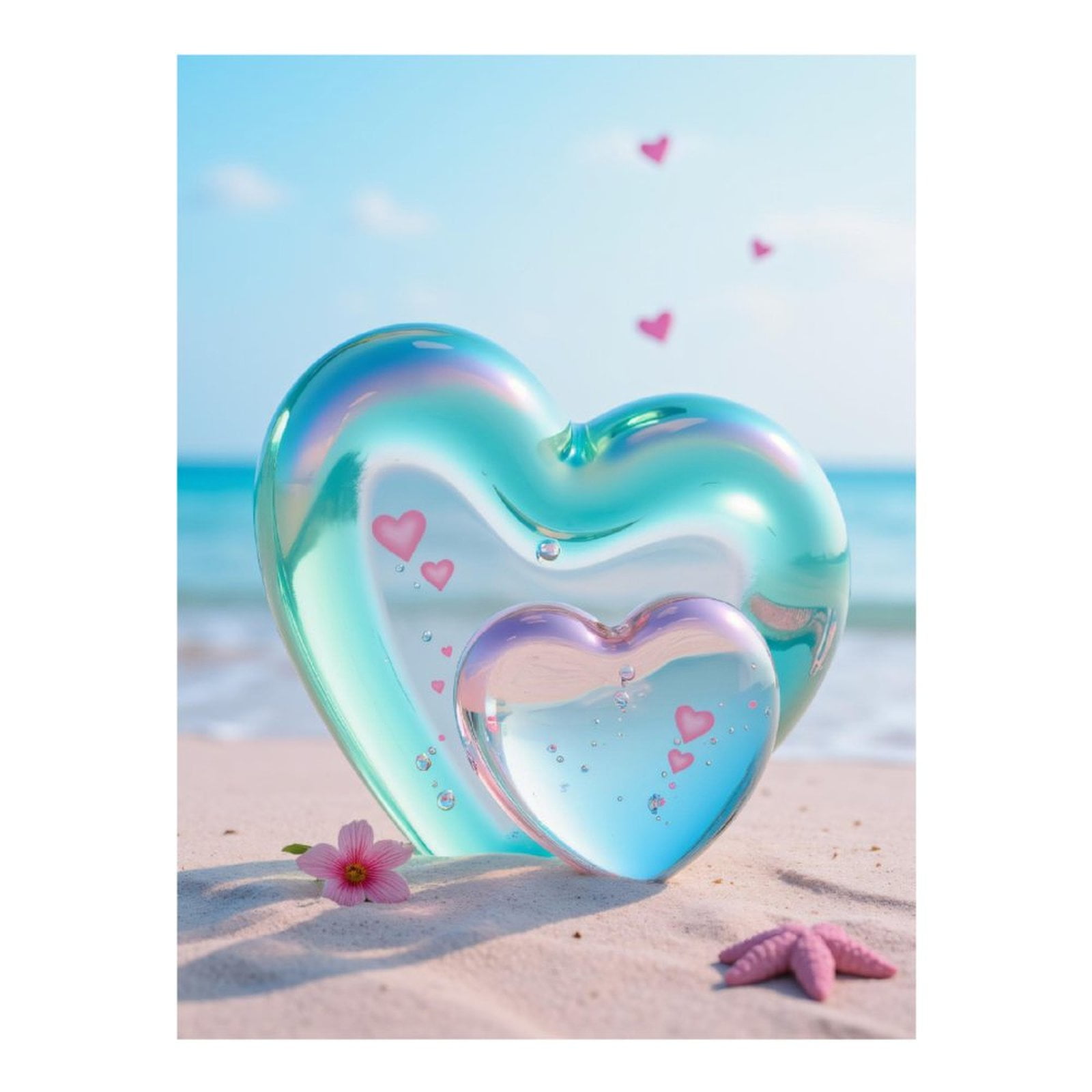 Diamond Art Kits for Adults - 5d Translucent Heart Beach Scene Diamond ...
