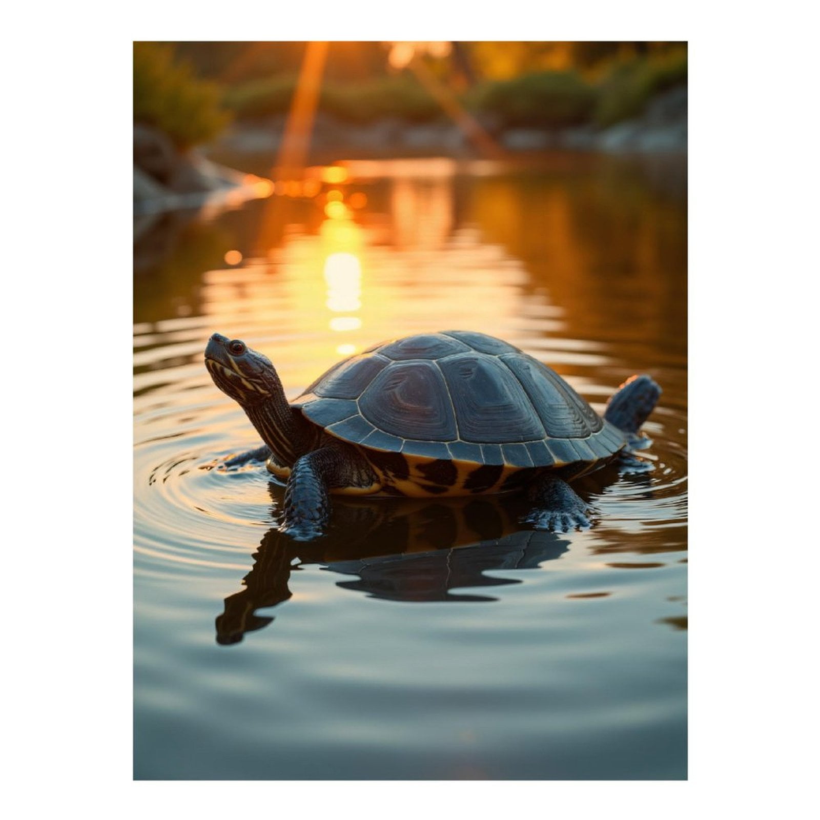 Diamond Art Kits for Adults - 5d Turtle Sunset Reflections Nature Diamond Painting for Adults ...