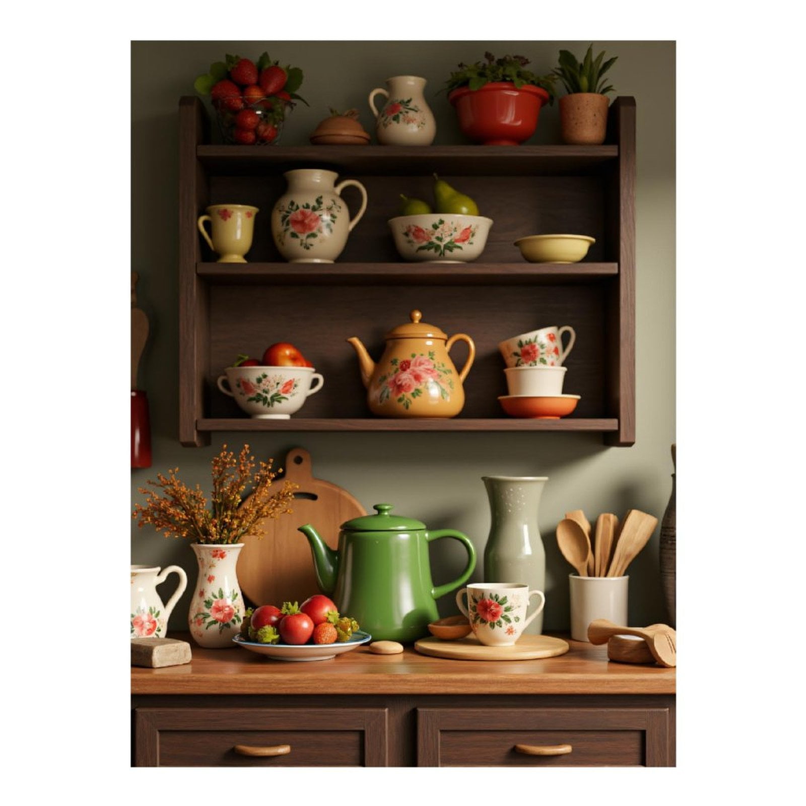 Diamond Art Kits for Adults - 5d Vintage Kitchen Shelf Decor Tea Set ...