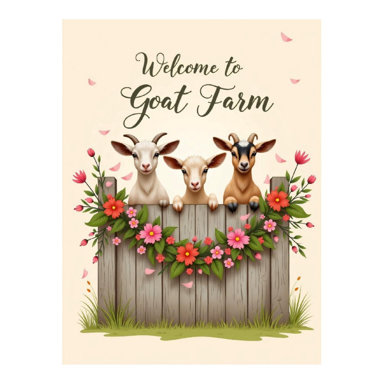 Diamond Art Kits for Adults - 5d Welcome To Goat Farm Floral Fence ...