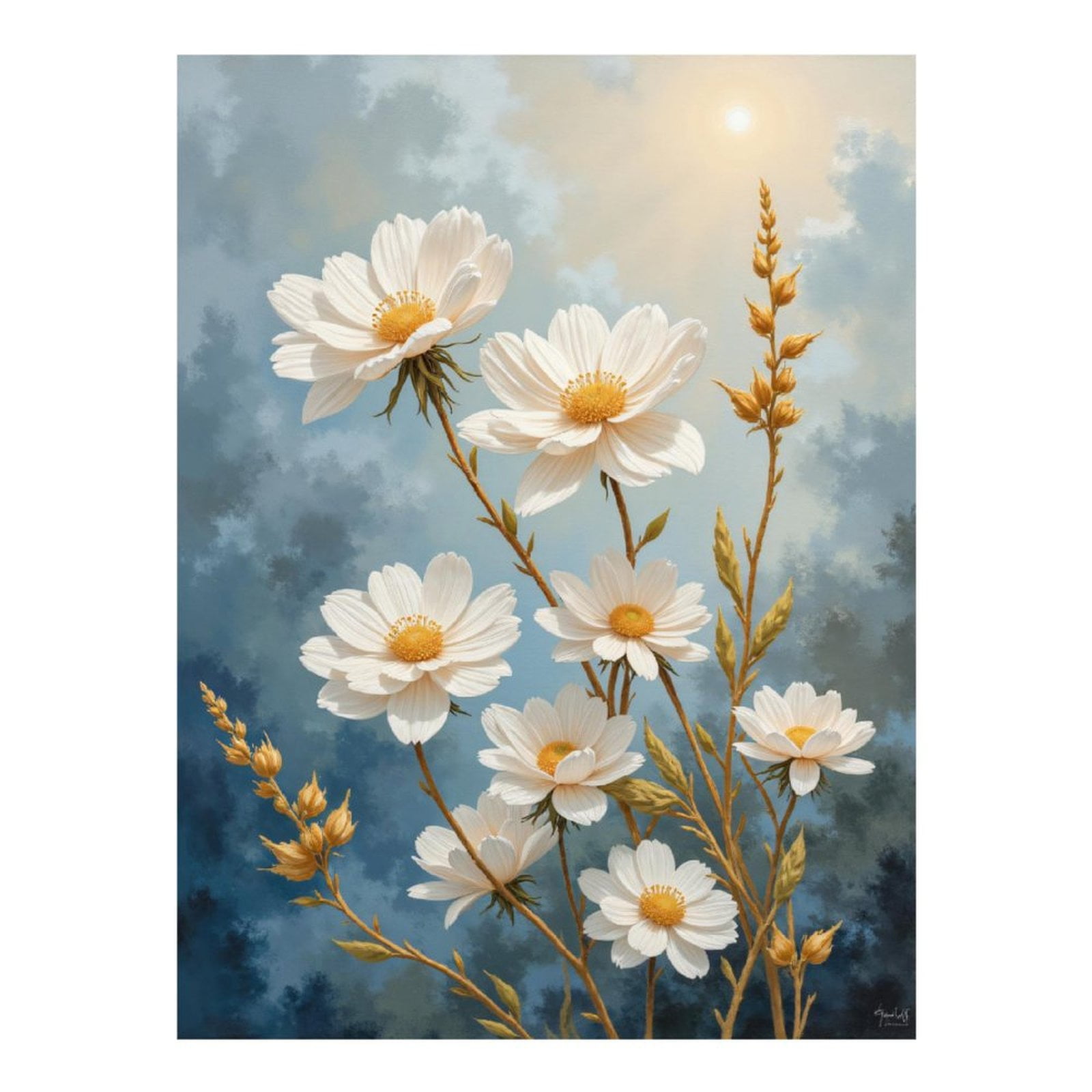 Diamond Art Kits for Adults - 5d White Blossoms Under Blue Sky Diamond ...