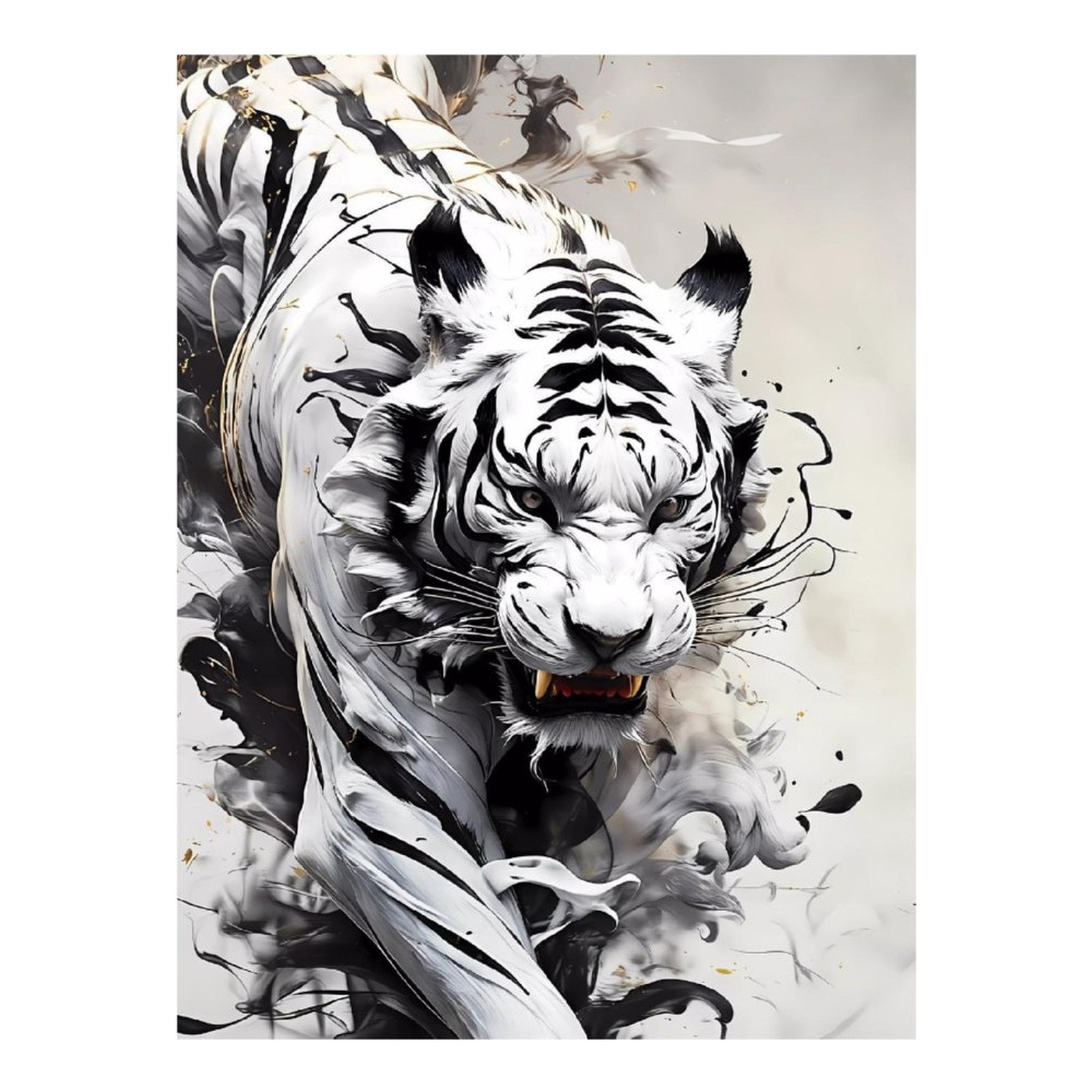 Diamond Art Kits for Adults - 5d White Tiger Dynamic Art Image Diamond Painting for Adults ...