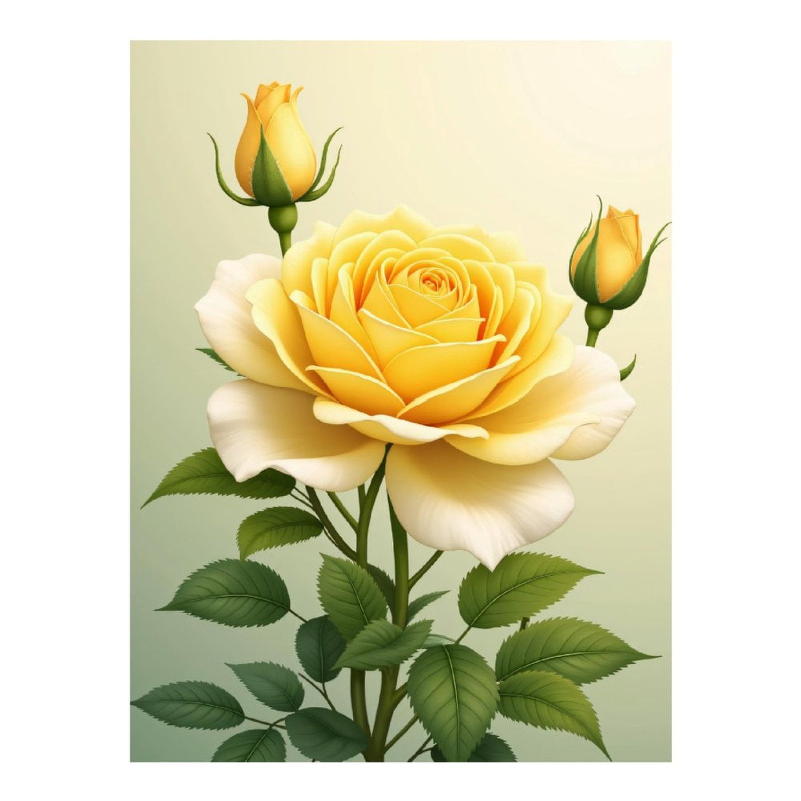 Diamond Art Kits for Adults - 5d Yellow Rose Blooms With Buds Diamond ...
