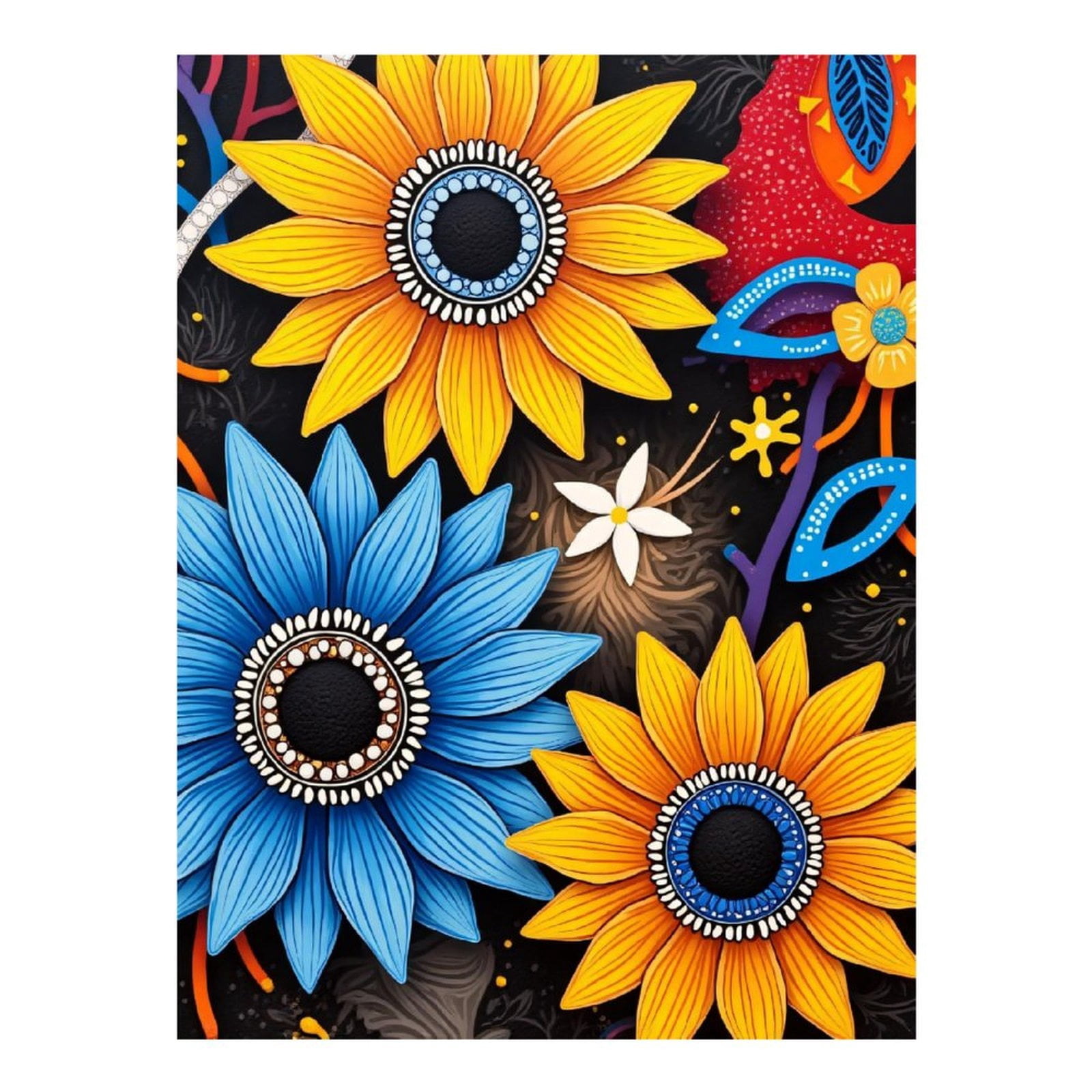 Diamond Art Kits for Adults - Abstract Floral Print No.490 5D Frameless ...