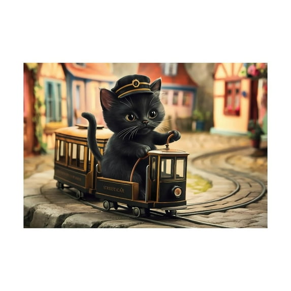 Diamond Art Kits for Adults - Adorable Kitten On Mini Train 5D ...
