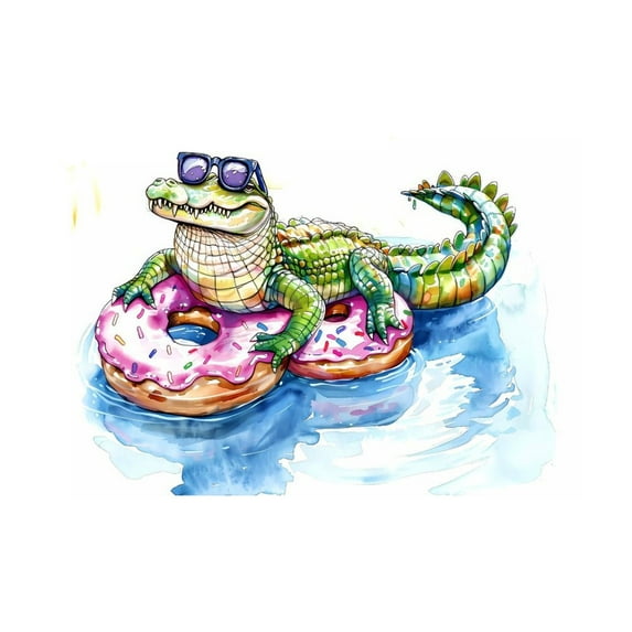 Diamond Art Kits for Adults - Alligator Donut Pool Float DIY Diamond ...