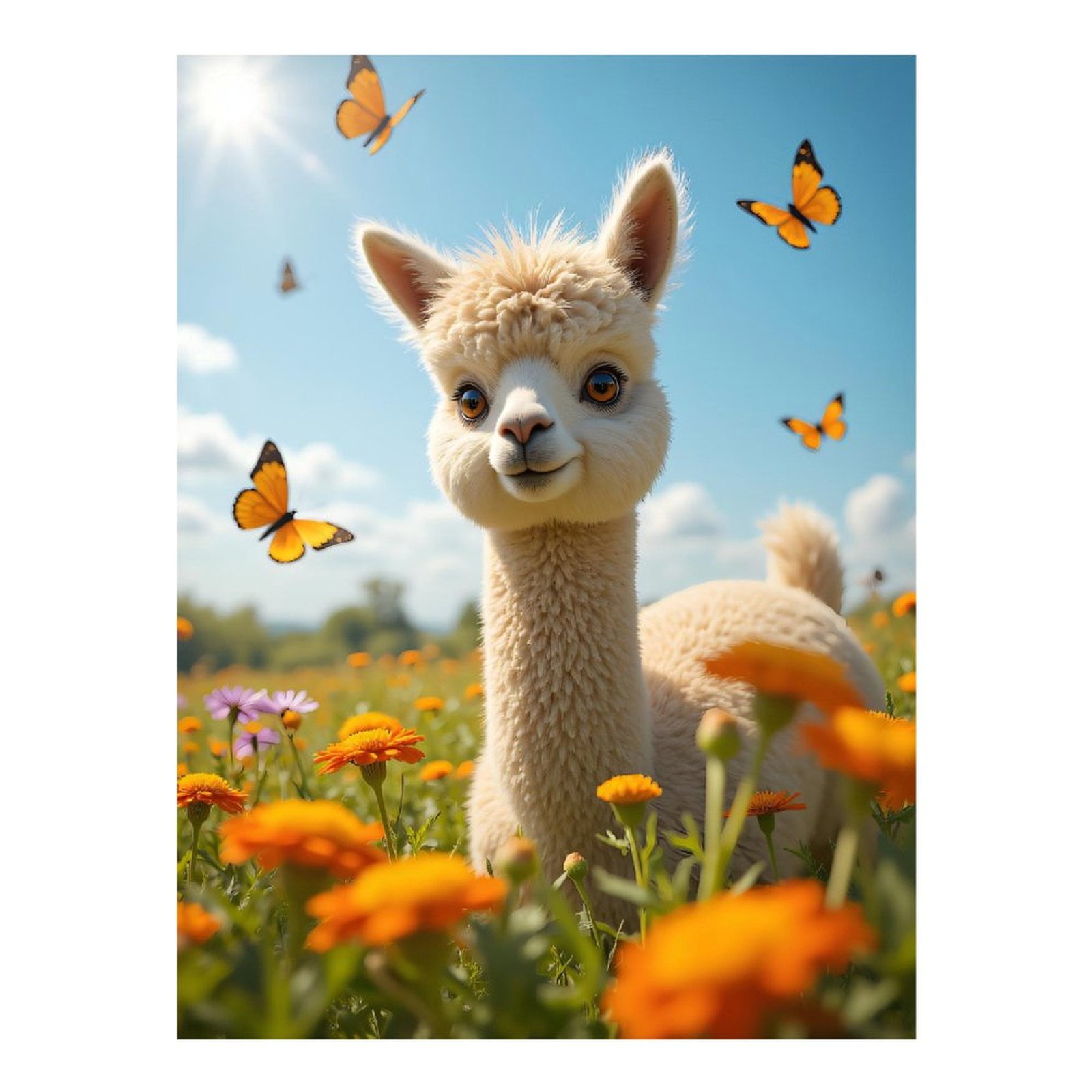 Diamond Art Kits for Adults, Alpaca Meadows Butterflies Bloom Sky 5D Diamond Painting Kits for ...