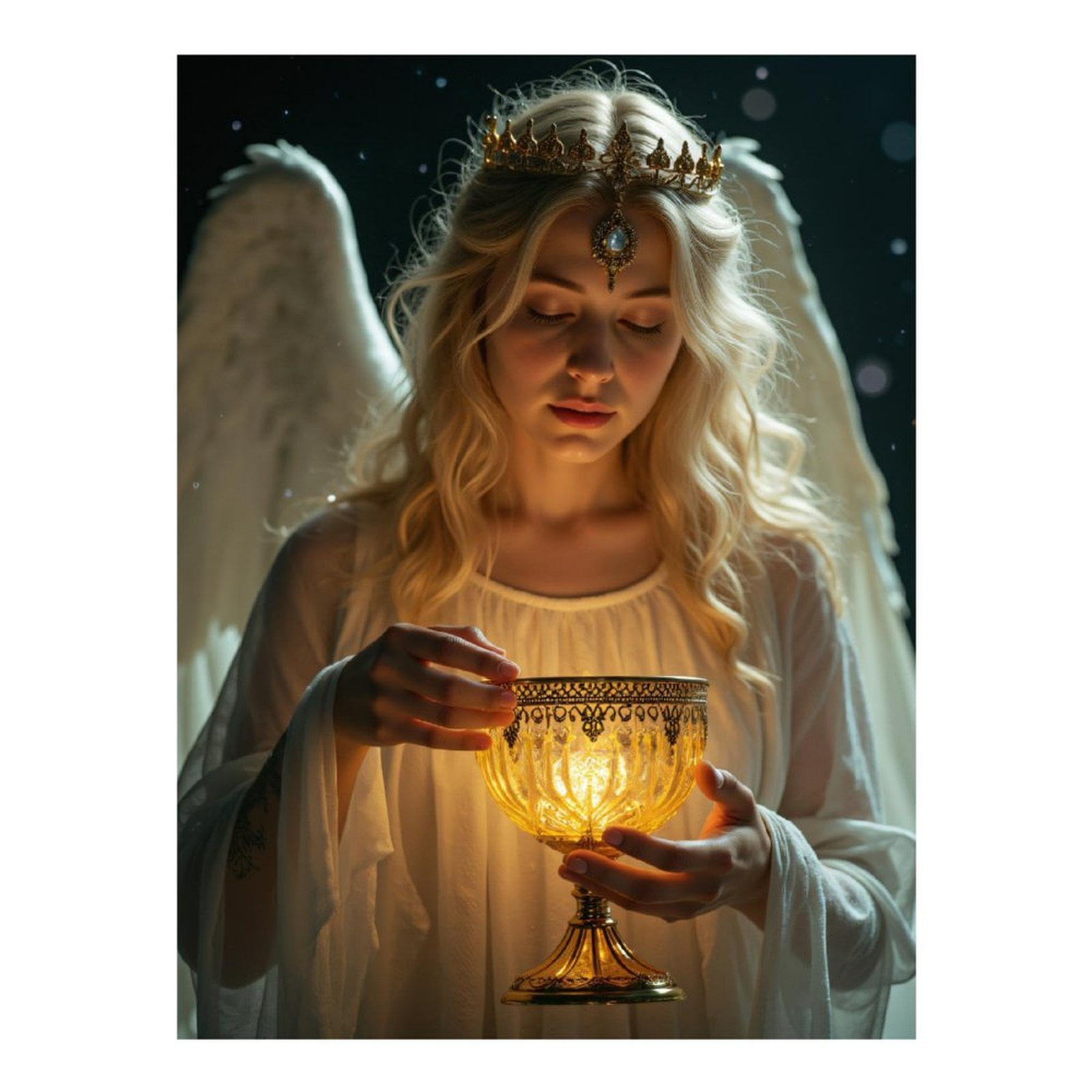 Diamond Art Kits for Adults, Angel With Golden Chalice 5D Diamond ...