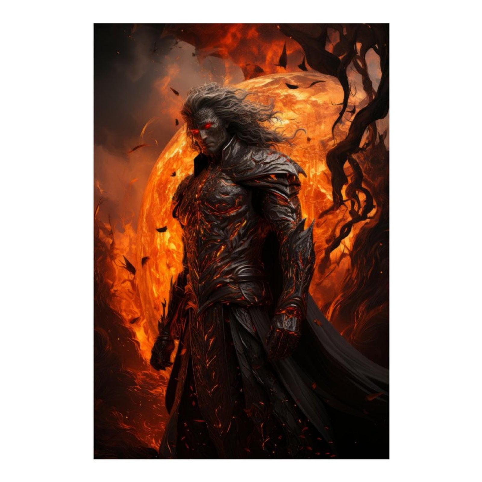 Diamond Art Kits for Adults, Angry Fireball Flame Warrior Round Full ...