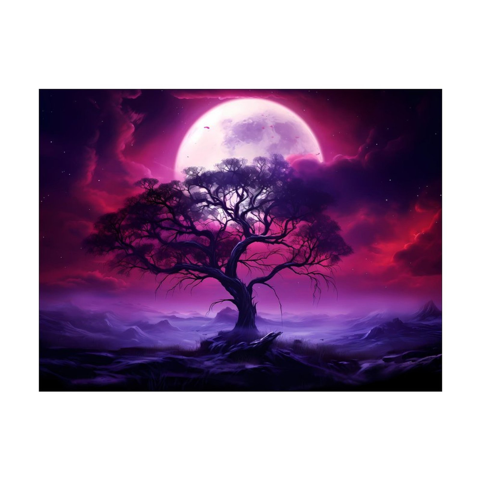 Diamond Art Kits for Adults, Artistic Red Purple Cloud Moon Frameless ...