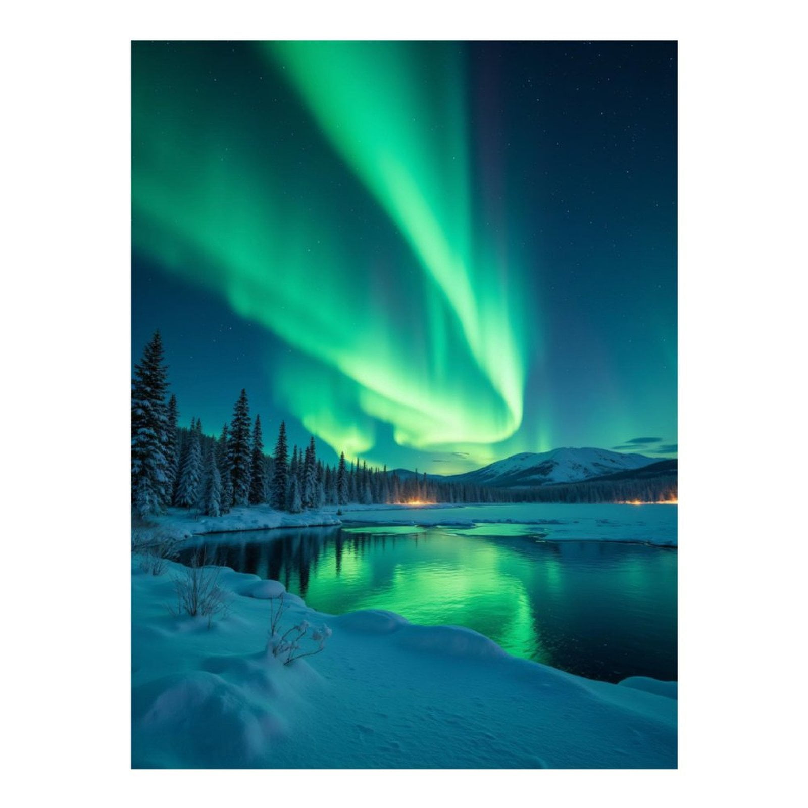Diamond Art Kits for Adults, Aurora Borealis Winter Landscape Reflection 5D Diamond Painting ...