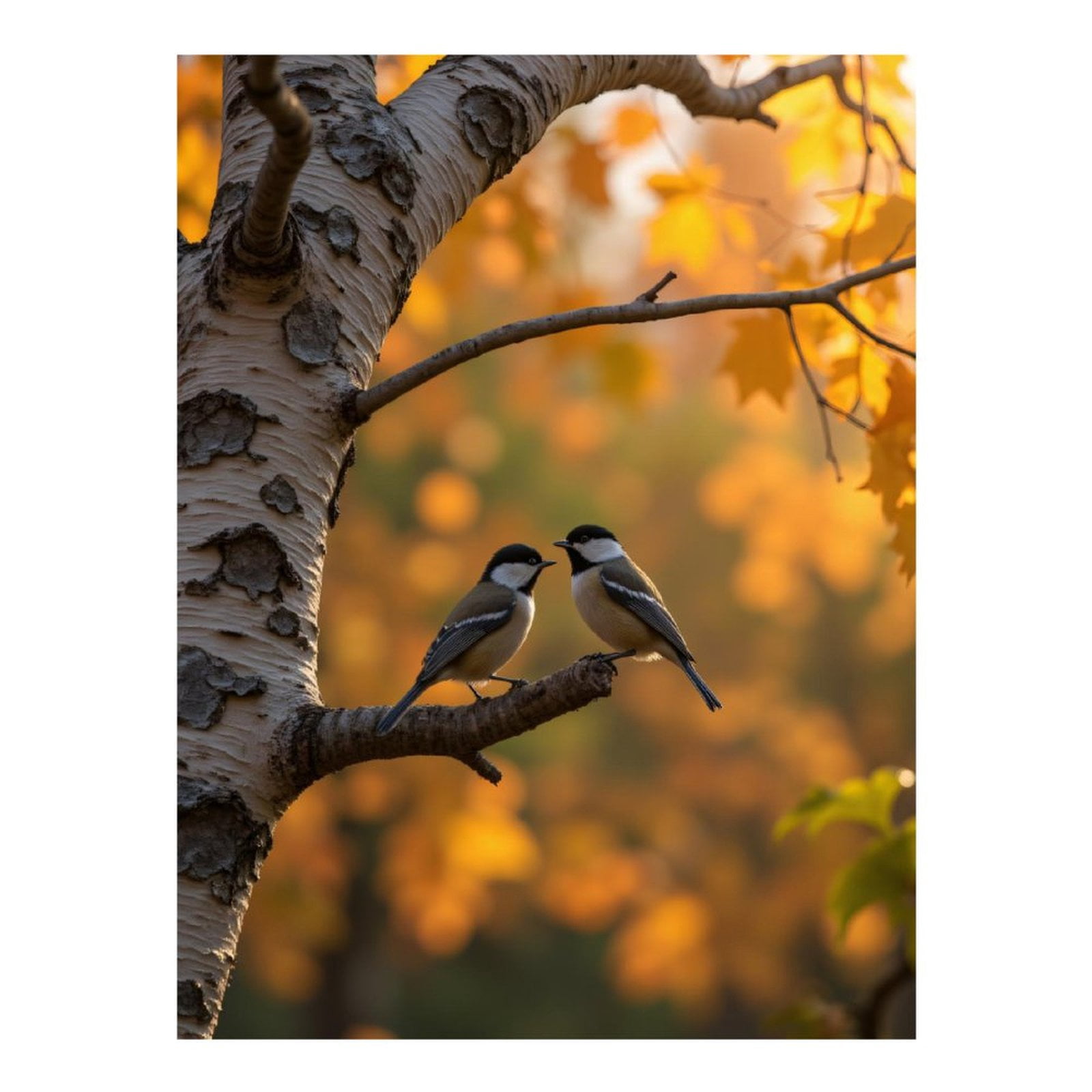 Diamond Art Kits for Adults, Autumn Birds Birch Sunset Scene 5D Diamond ...