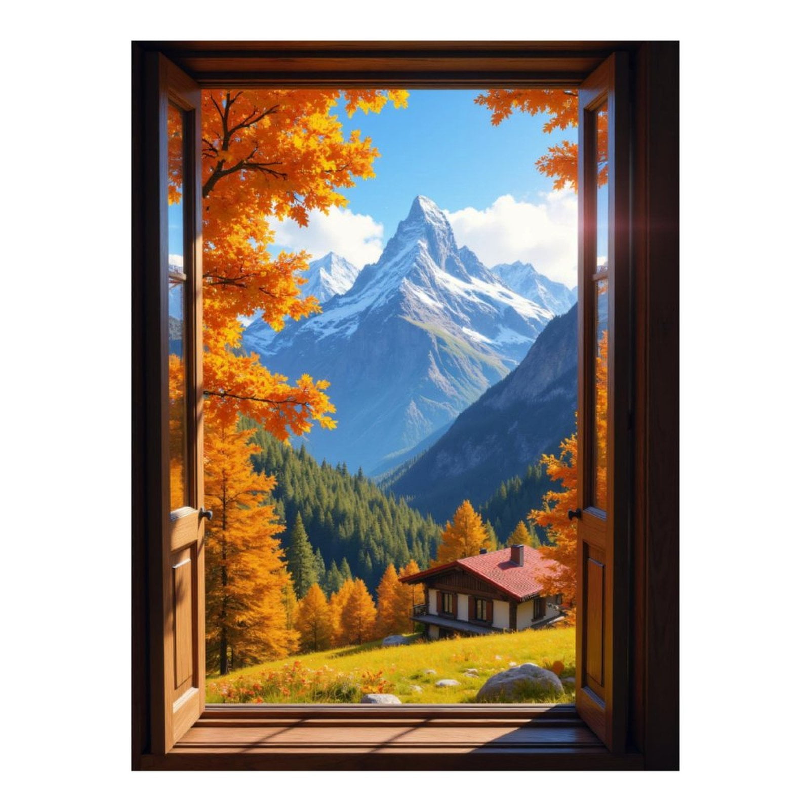 Diamond Art Kits for Adults - Autumn Mountain View Through Window 5d Diamond Painting for Adults ...