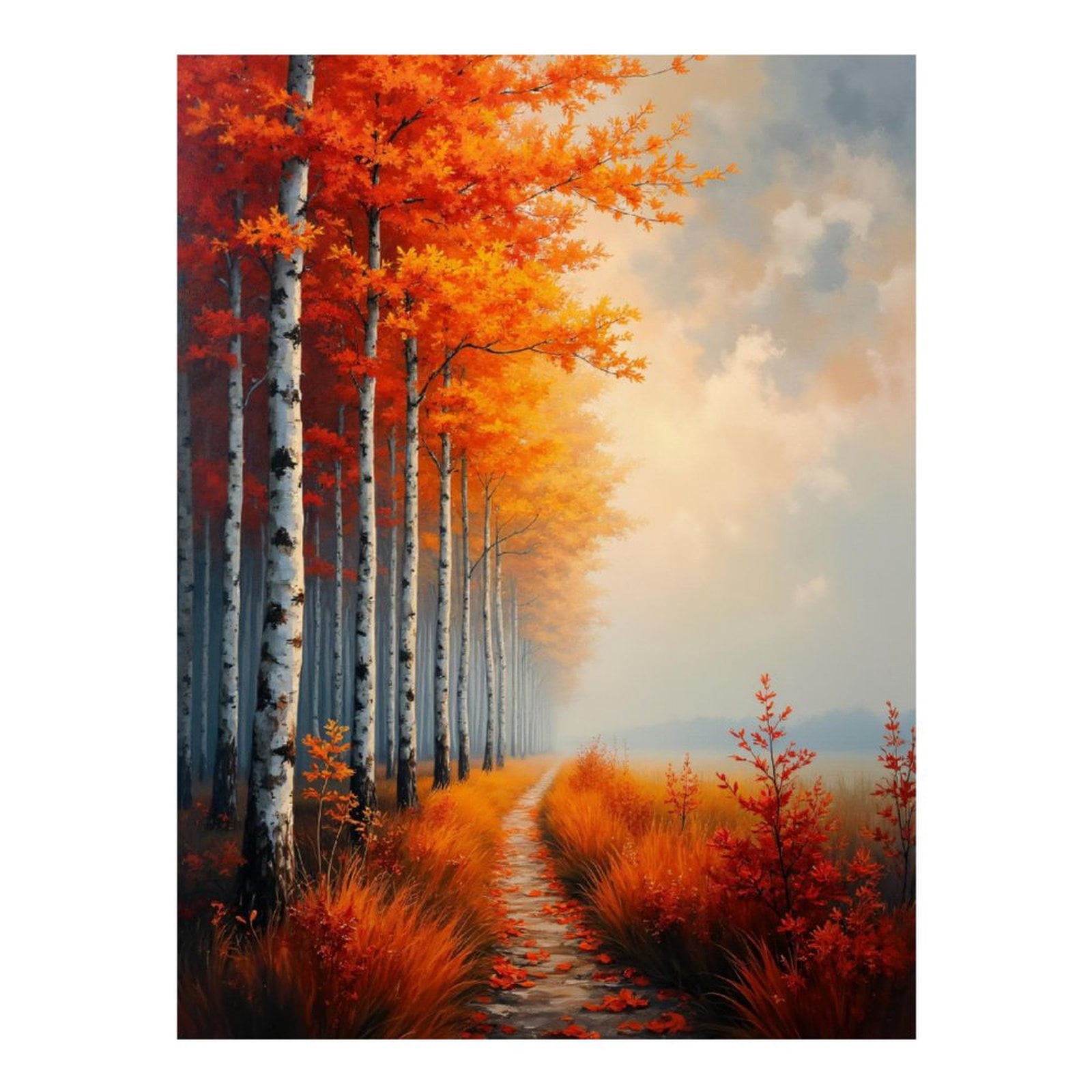 Diamond Art Kits for Adults - Autumn Pathway Birch Trees Landscape 5d ...