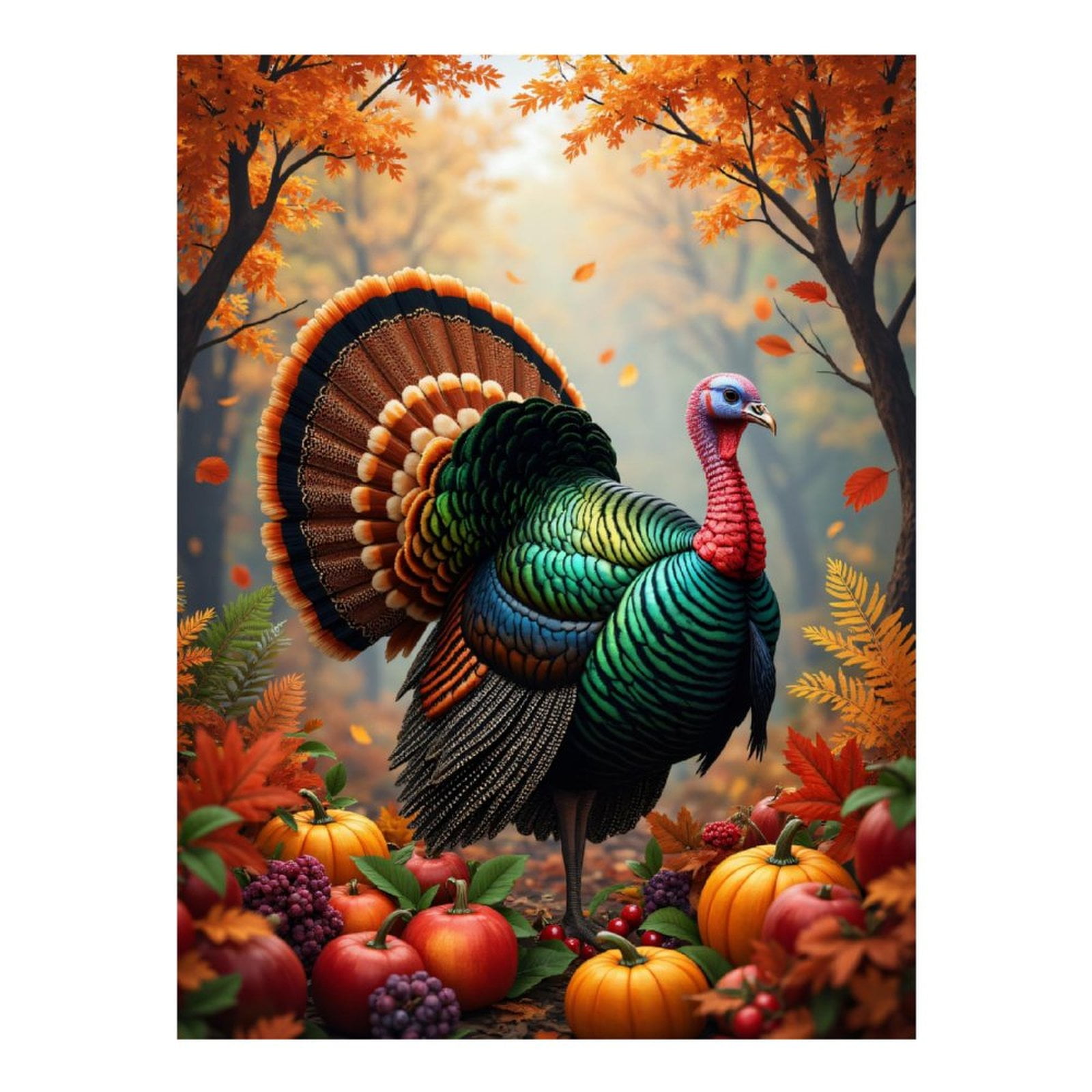 Diamond Art Kits for Adults, Autumn Turkey Harvest Scene 5D Diamond ...