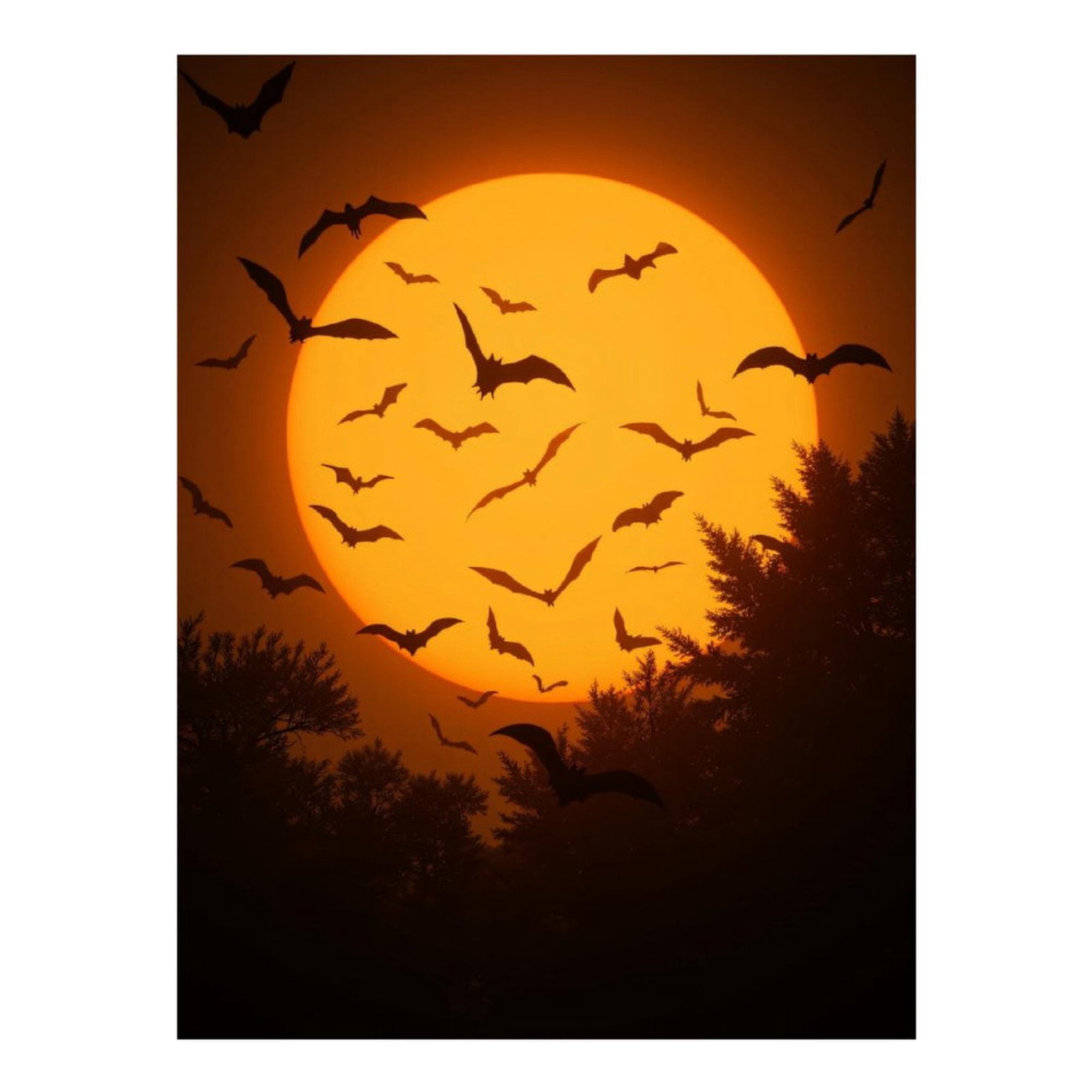 Diamond Art Kits for Adults, Bats Night Silhouette Orange Sky 5D ...