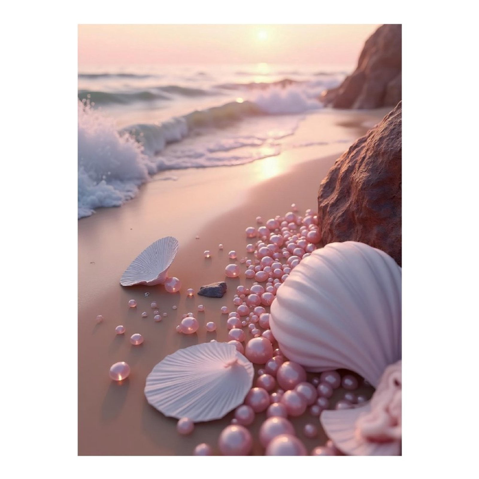 Diamond Art Kits for Adults - Beach Realistic Seashell Print No.10 5D Frameless Dimond Painting ...