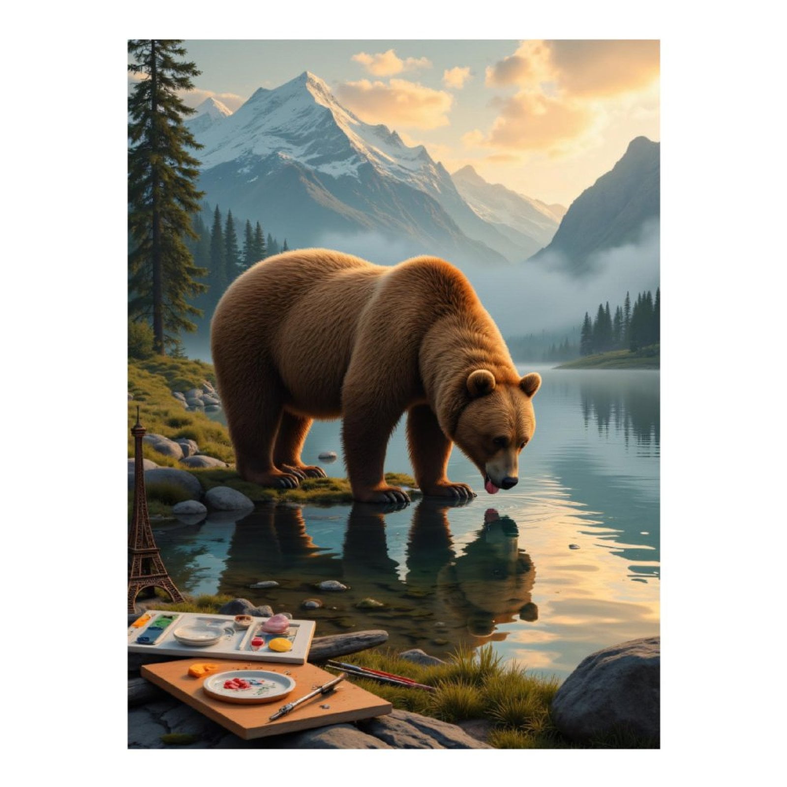 Diamond Art Kits for Adults - Bear Painting Mountain Lake Scenery 5d ...