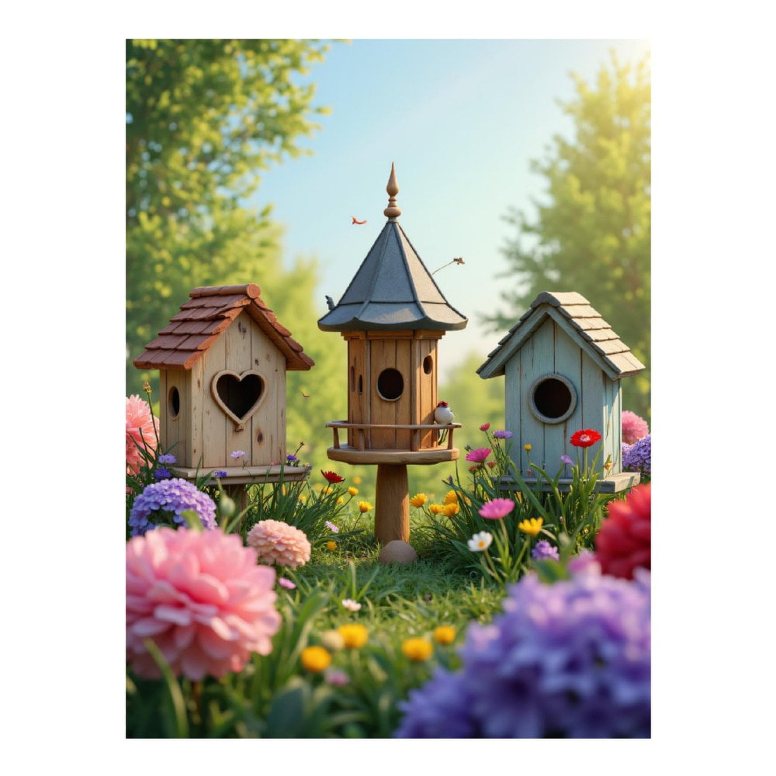 Diamond Art Kits for Adults, Birdhouses Garden Blooms Springtime 5D ...