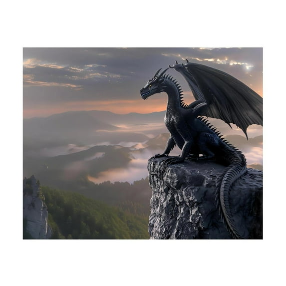 Diamond Art Kits for Adults, Black Dragon Cliff DawnDiamond Painting ...
