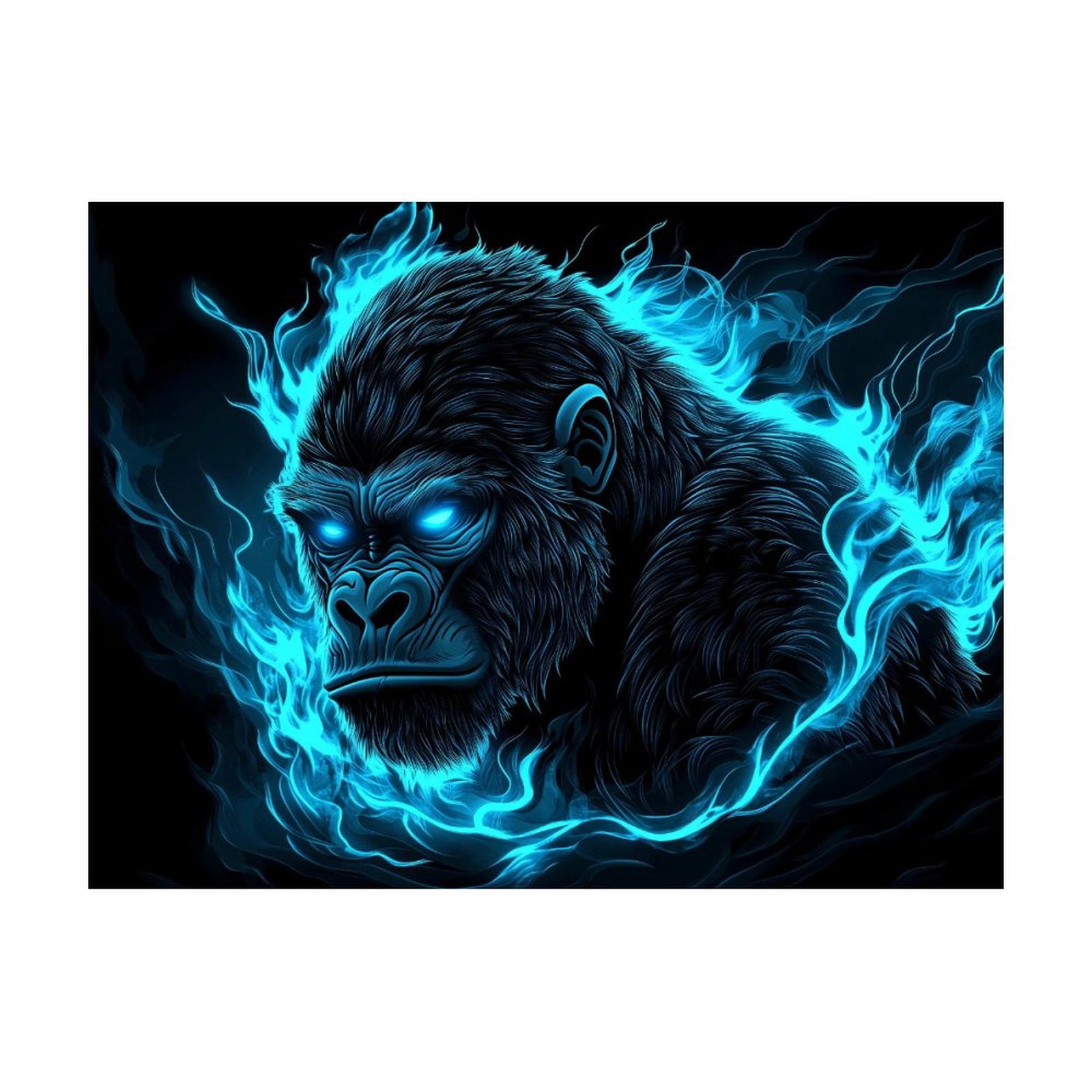Diamond Art Kits for Adults, Black Gorilla Blue FlamesDiamond Painting ...