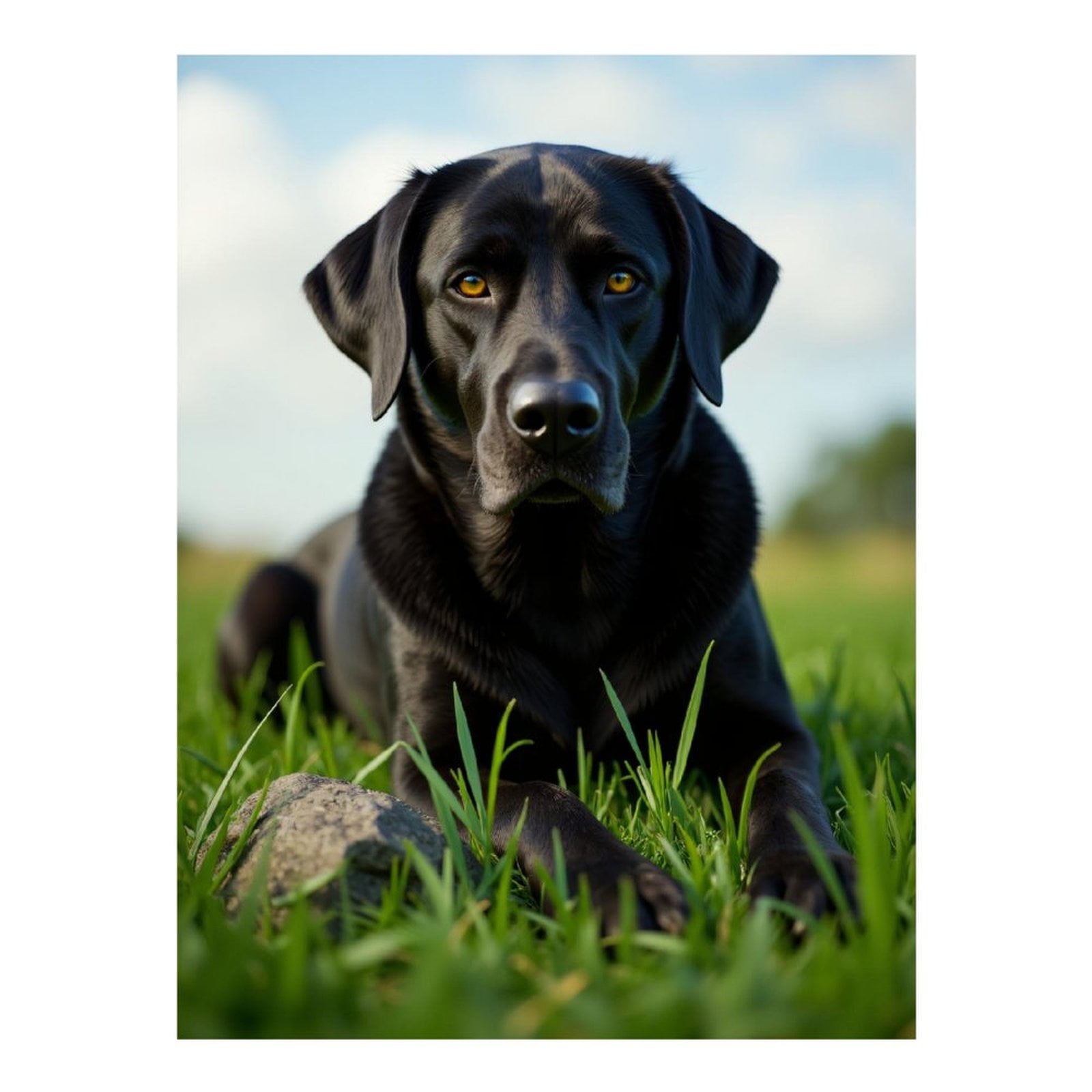 Diamond Art Kits for Adults - Black Labrador Dog In Grass Field 5d ...
