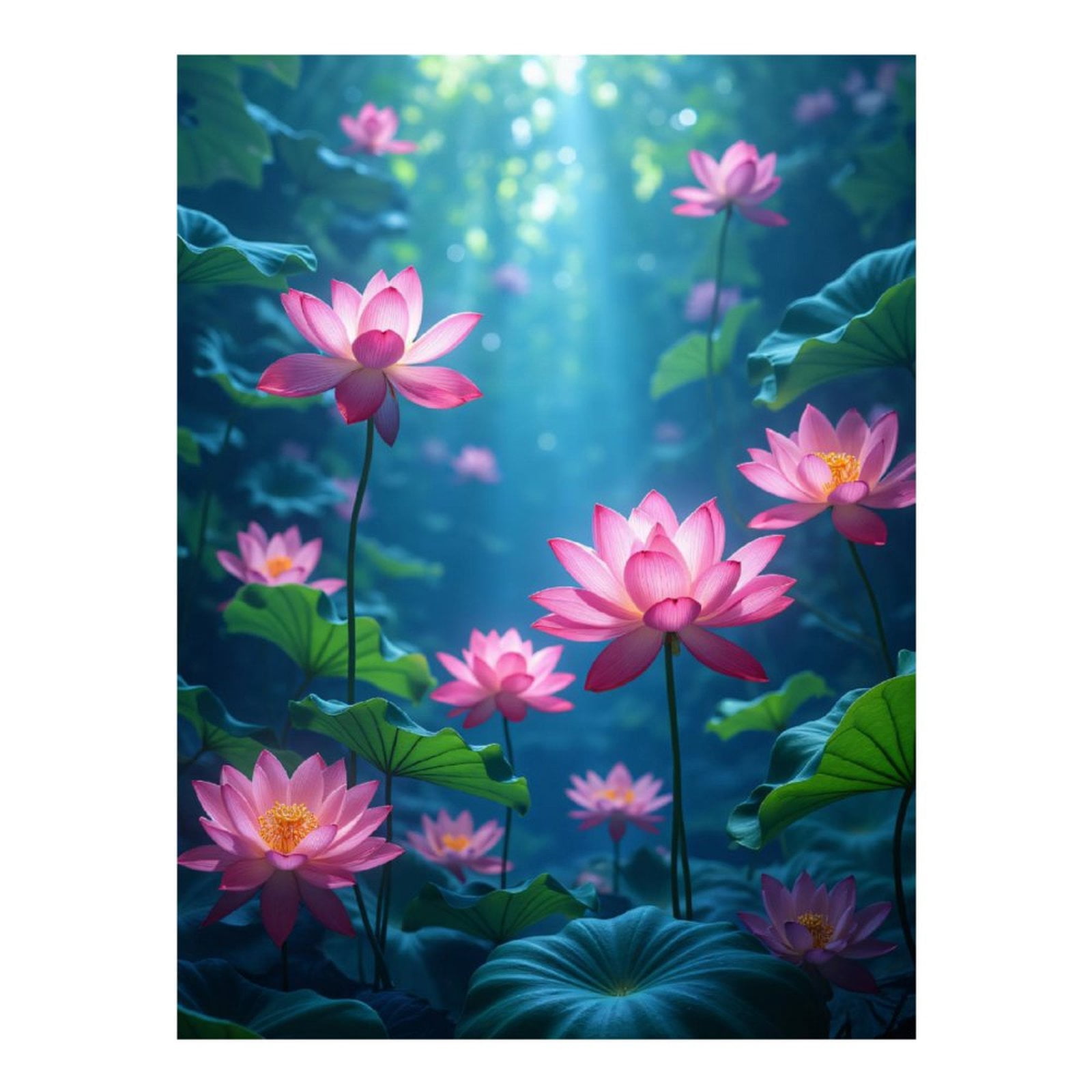Diamond Art Kits for Adults - Blooming Pink Lotus Garden 5d Diamond ...