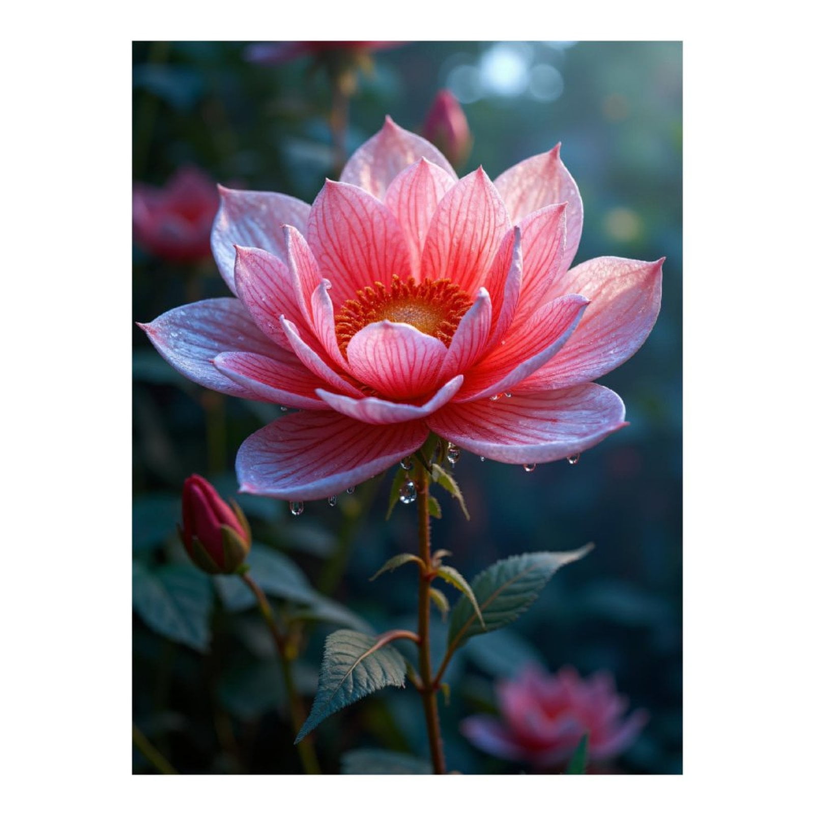 Diamond Art Kits for Adults, Blossoming Dewy Pink Flower Garden 5D Diamond Painting Kits for ...