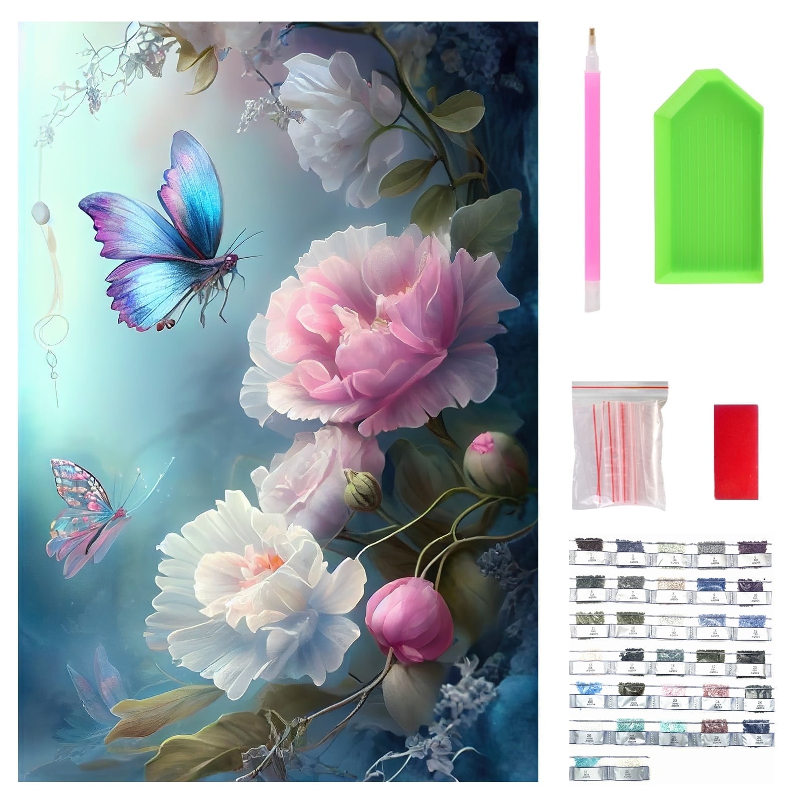 Diamond Art Kits for Adults, Blue Flower Diamond Art Kits, DIY Full ...