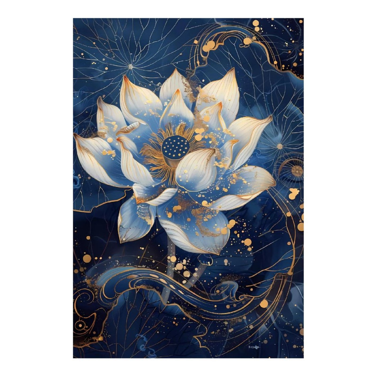 Diamond Art Kits for Adults - Blue Golden Dream Lotus DIY Frameless ...