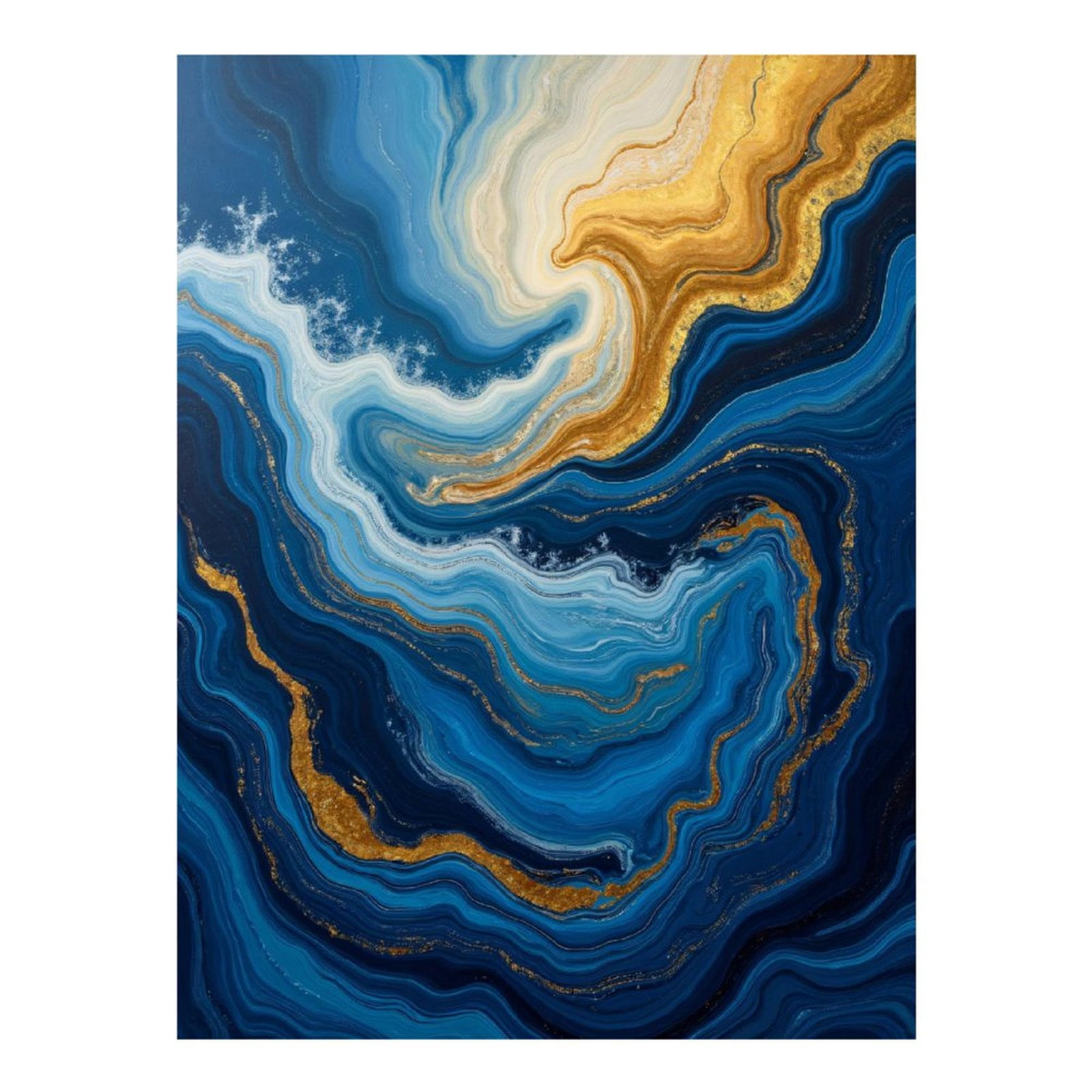 Diamond Art Kits for Adults - Blue Golden Waves Marble Painting 5d ...