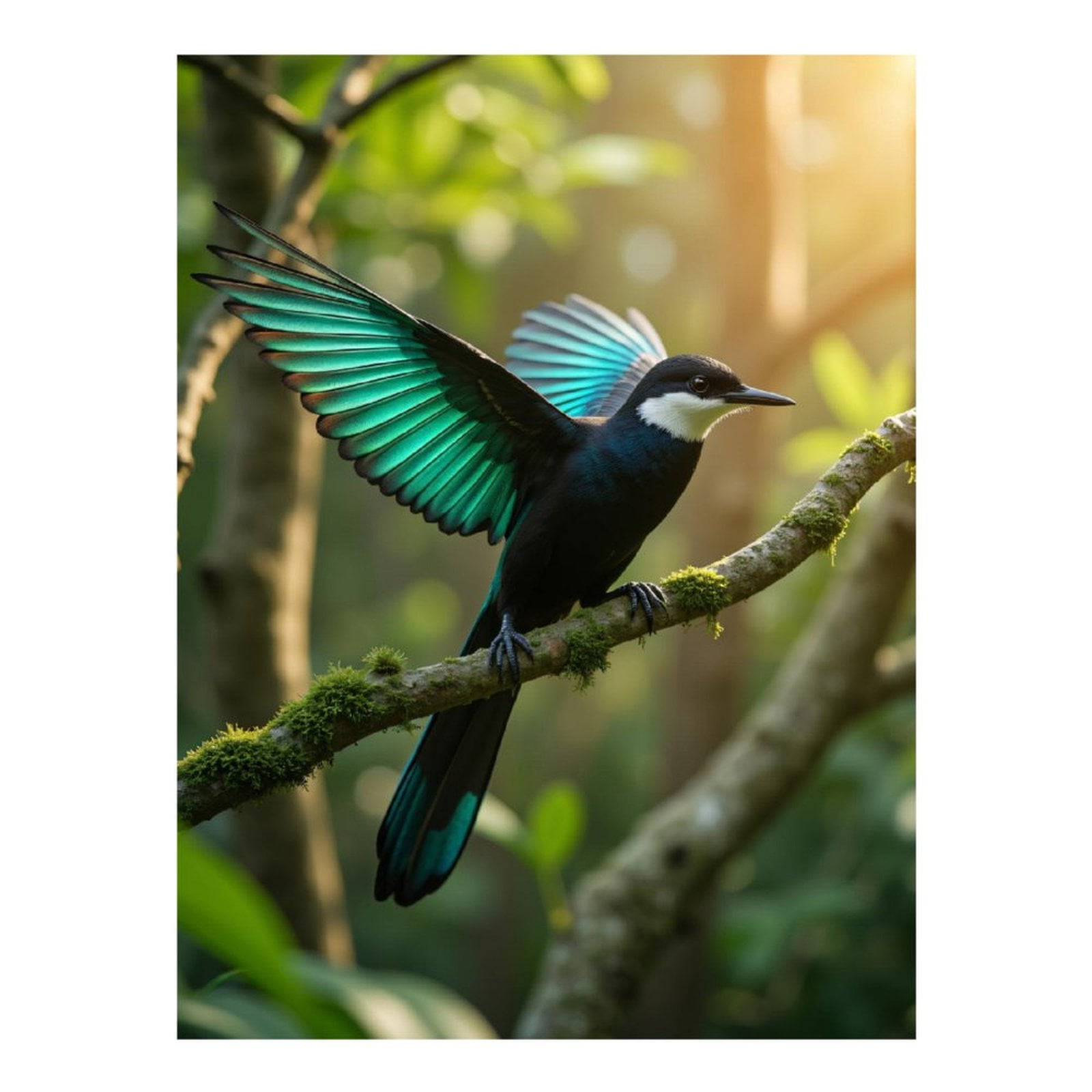 Diamond Art Kits for Adults, Blue Green Bird Sunlit Branch 5D Diamond ...