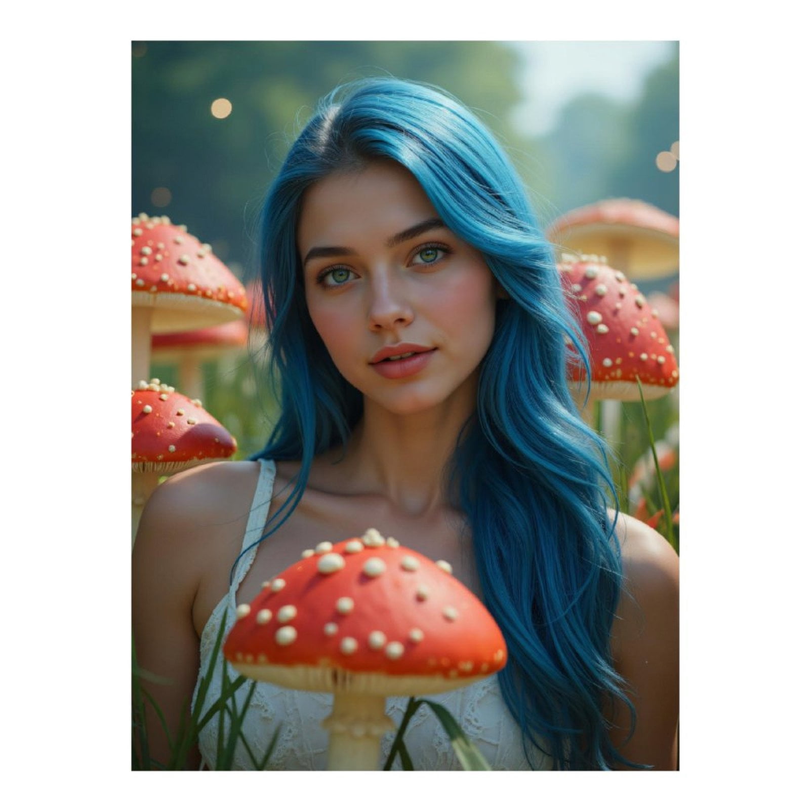 Diamond Art Kits for Adults - Blue Hair Enchanted Forest Mushrooms 5d ...