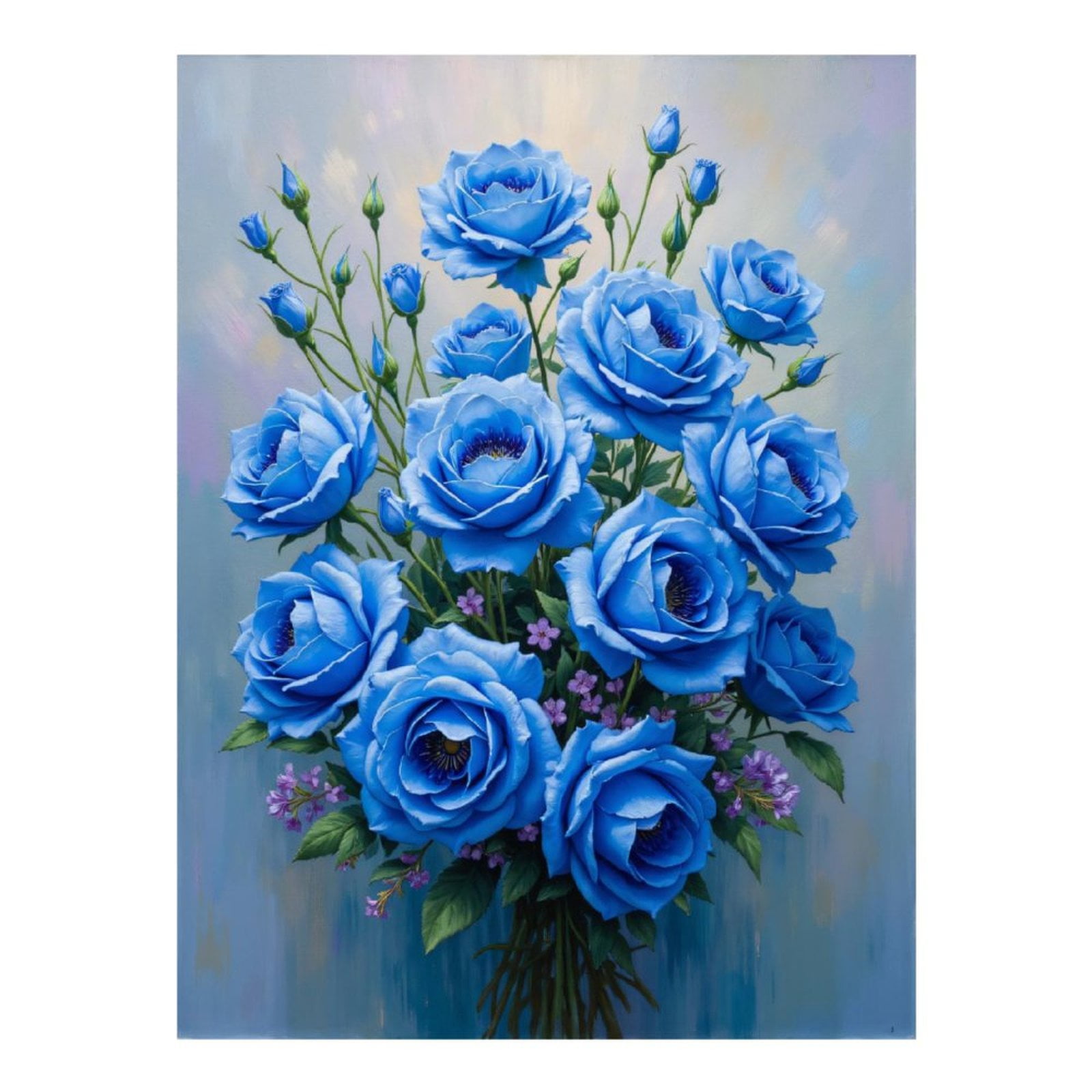 Diamond Art Kits for Adults - Blue Roses Bouquet Artwork 5d Diamond ...