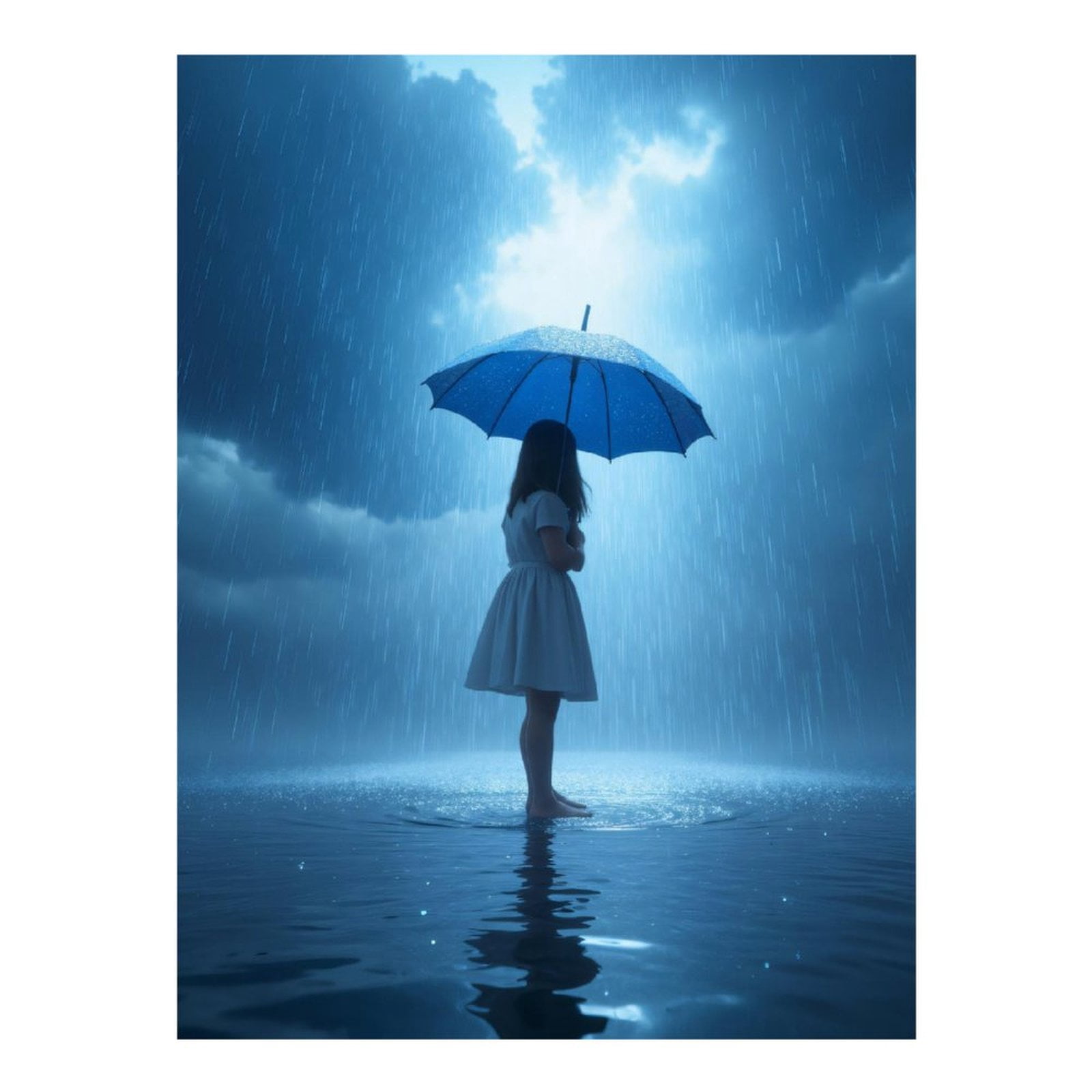 Diamond Art Kits for Adults - Blue Umbrella Rainstorm Reflection 5d ...
