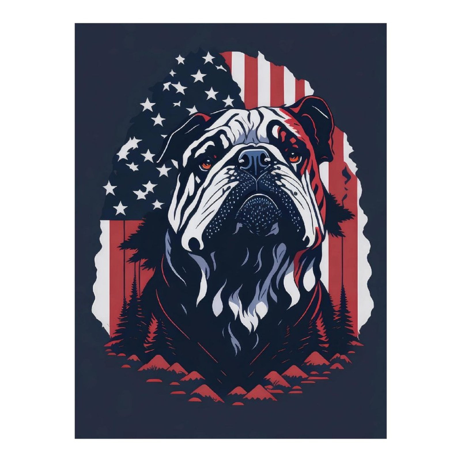 Diamond Art Kits for Adults, Bulldog with Forest Flag Round Full Drill ...