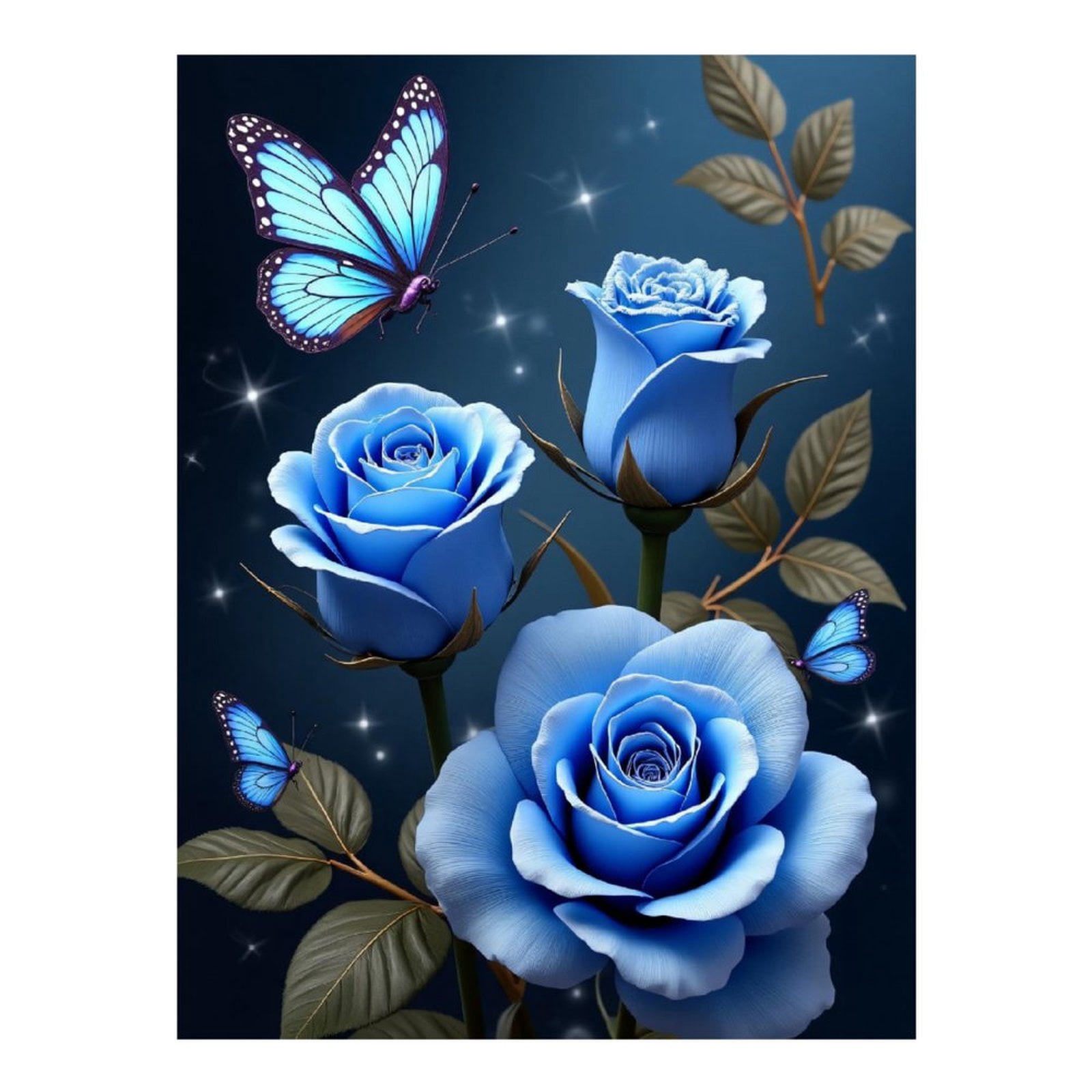 Diamond Art Kits for Adults - Butterfly Rose Blue Print No.79 5D ...
