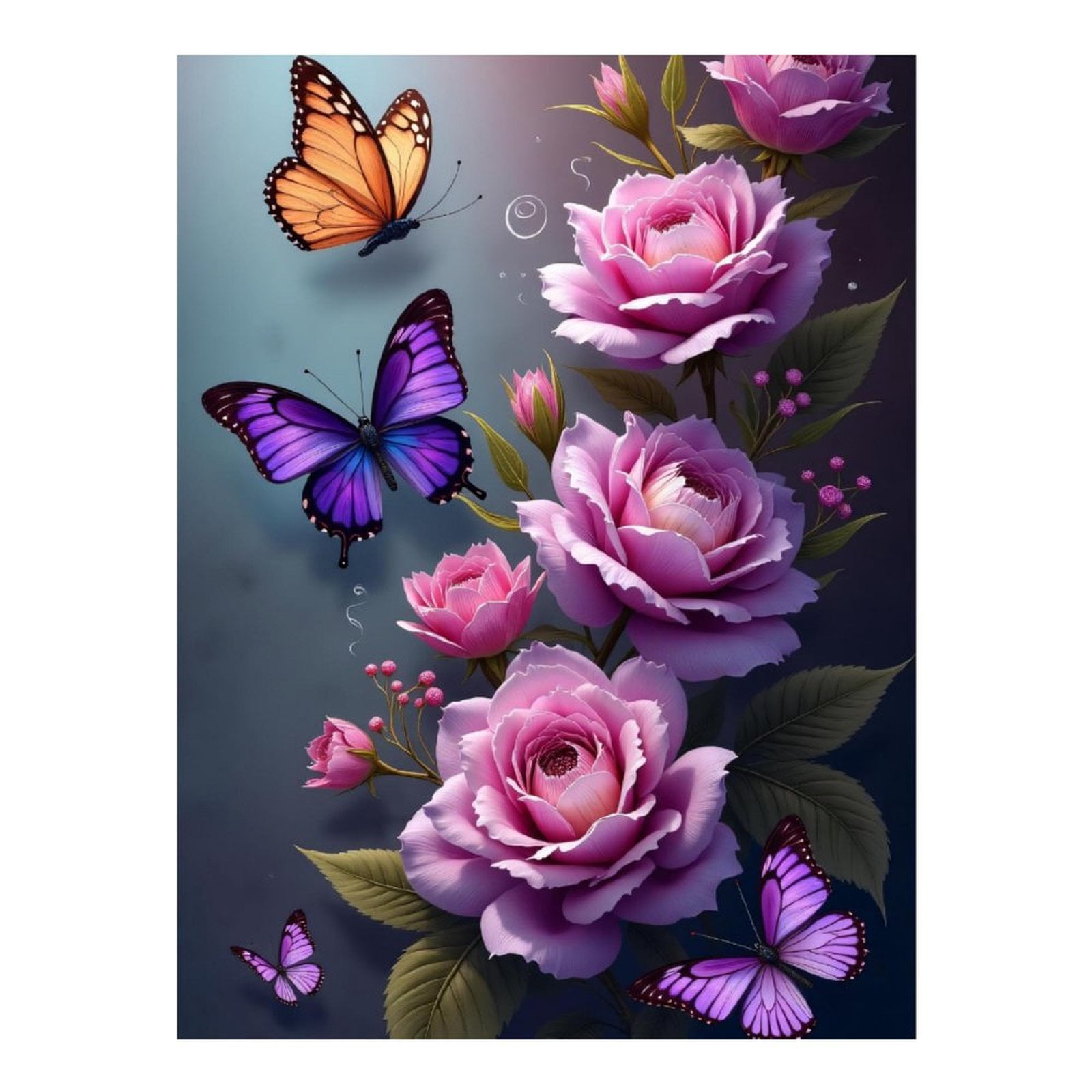 Diamond Art Kits for Adults - Butterfly Rose Pink Print No.134 5D ...