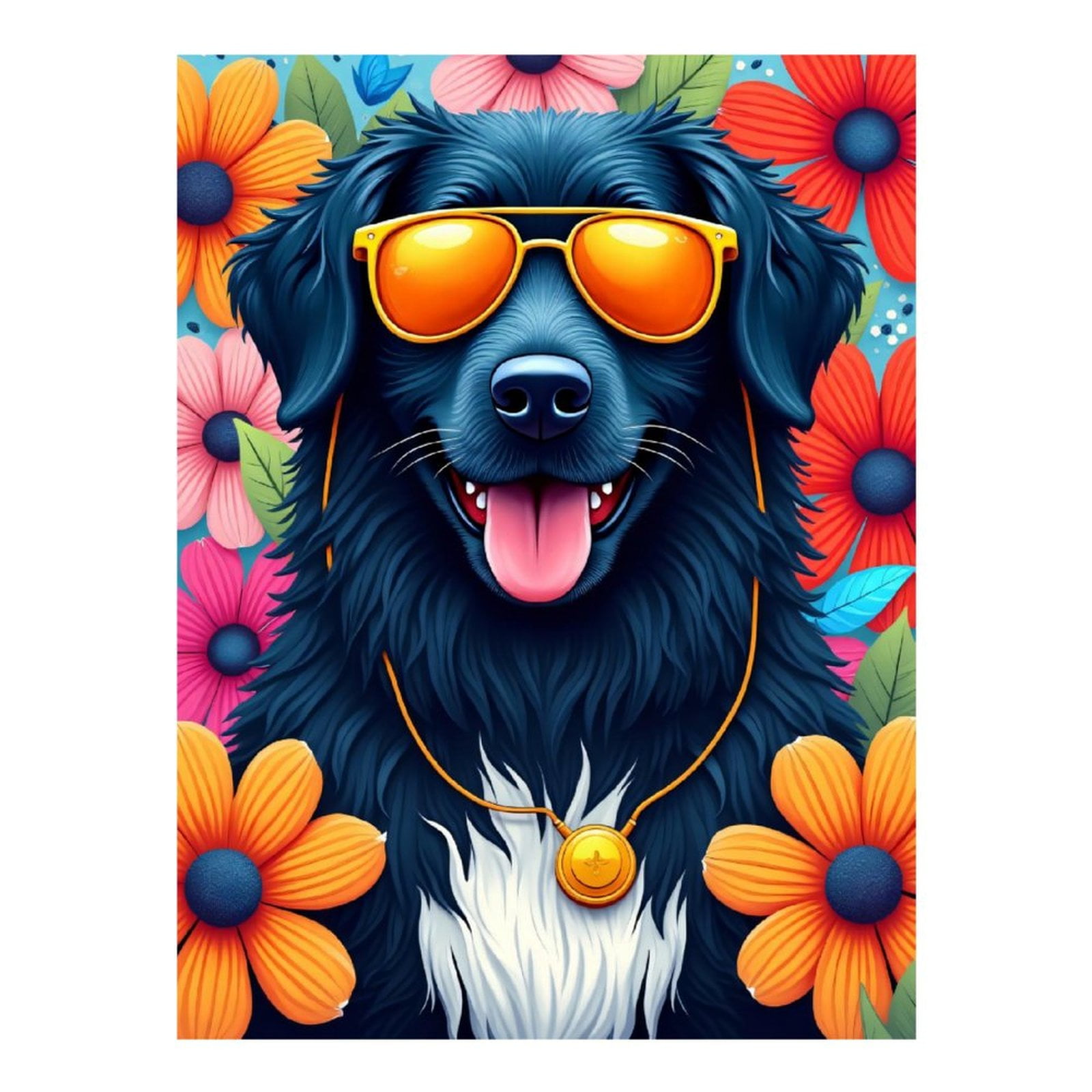 Diamond Art Kits for Adults - Cartoon Collie Flower Print No.24 5D Frameless Dimond Painting Kit ...